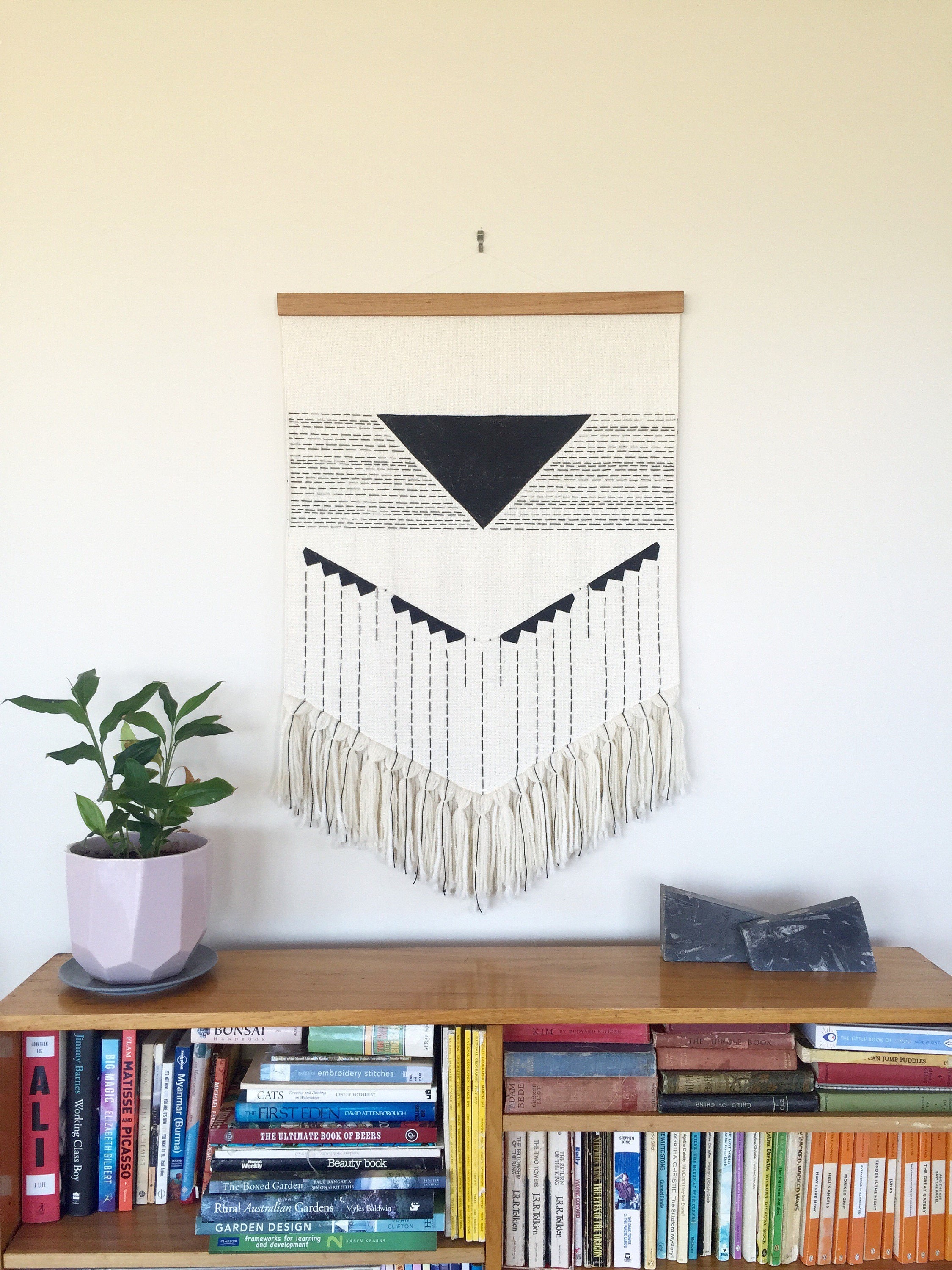HARROW Wall Hanging, Large Black Triangle, Hand Painted and Made of ...