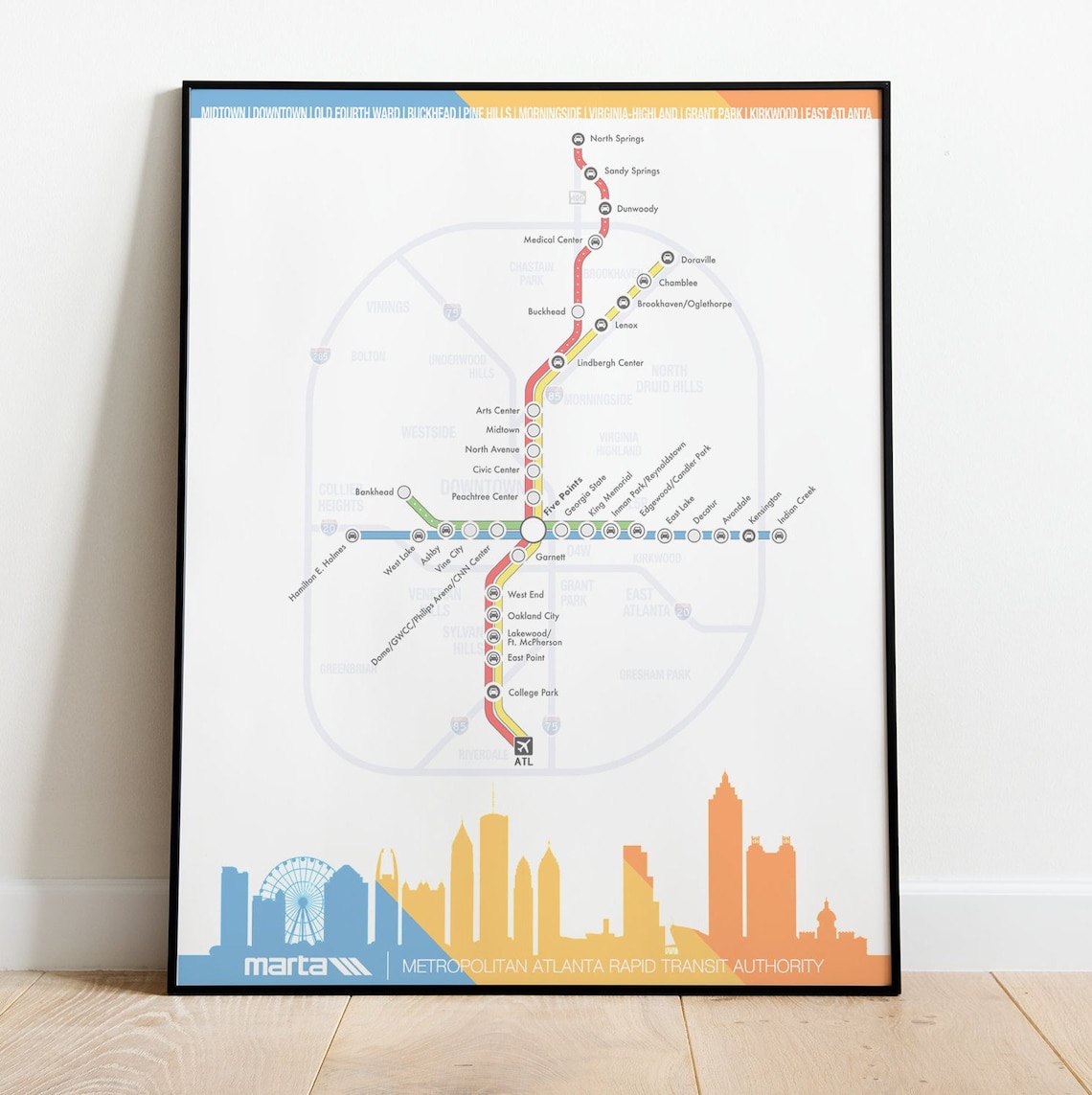 Atlanta, Georgia MARTA Map DIGITAL Download 16 X 20 - Etsy