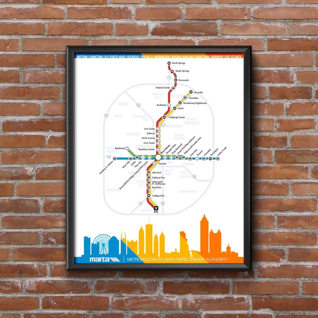 Atlanta, Georgia MARTA Map DIGITAL Download (16" X 20") - Etsy