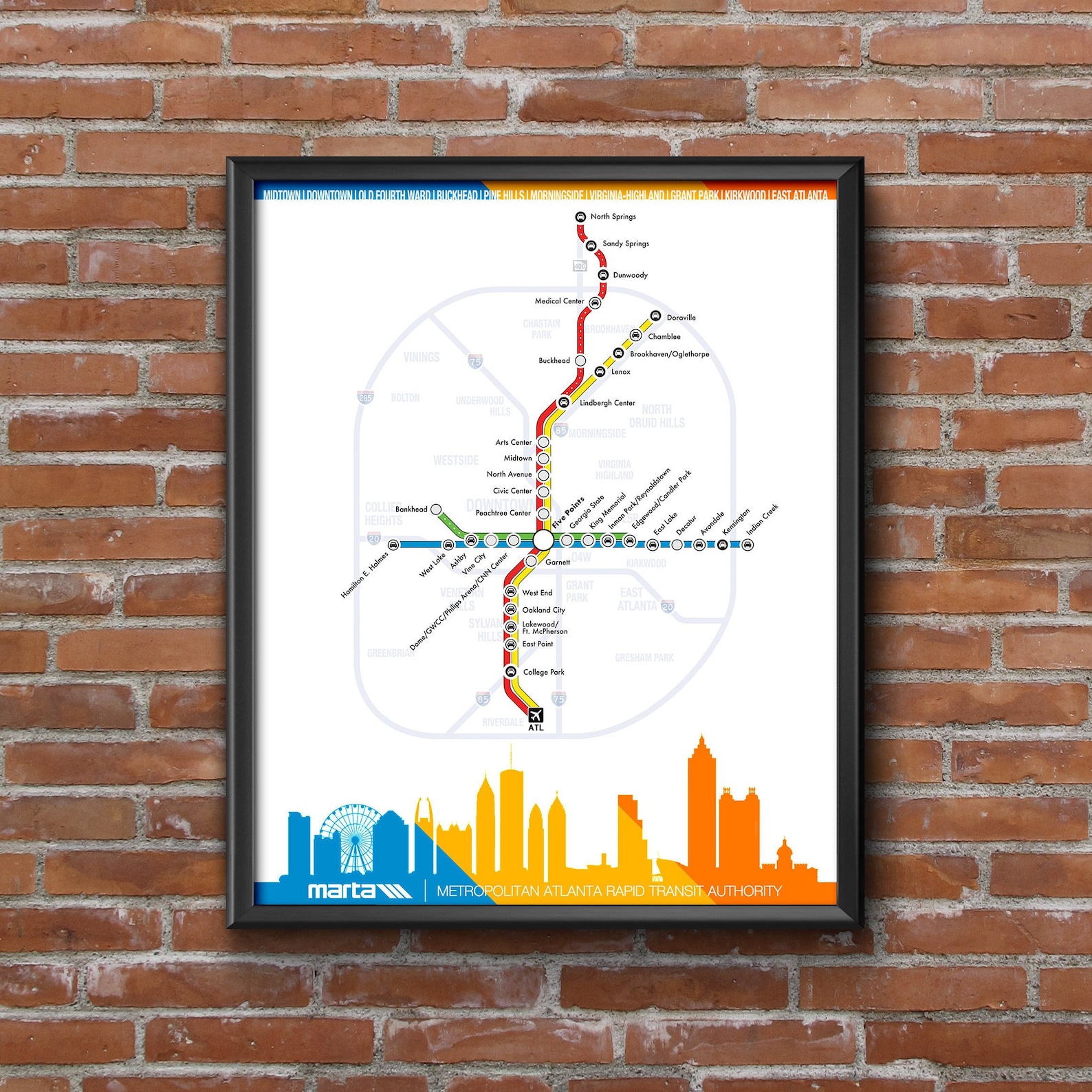 Atlanta, Georgia MARTA Map DIGITAL Download (16" X 20") - Etsy