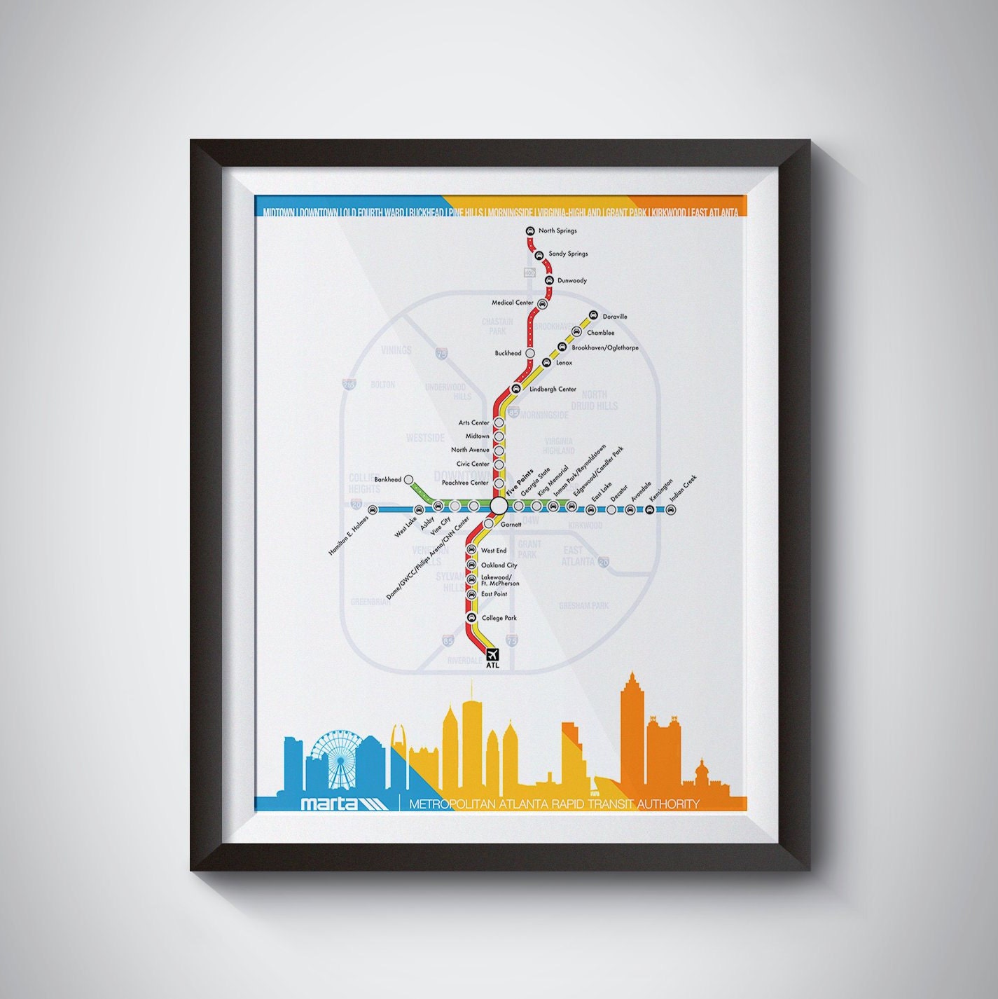 Atlanta, Georgia MARTA Map DIGITAL Download (16" X 20") - Etsy