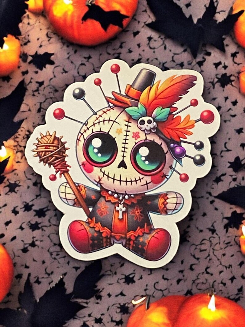 Cute Voodoo Doll Sticker, Halloween Sticker - Etsy