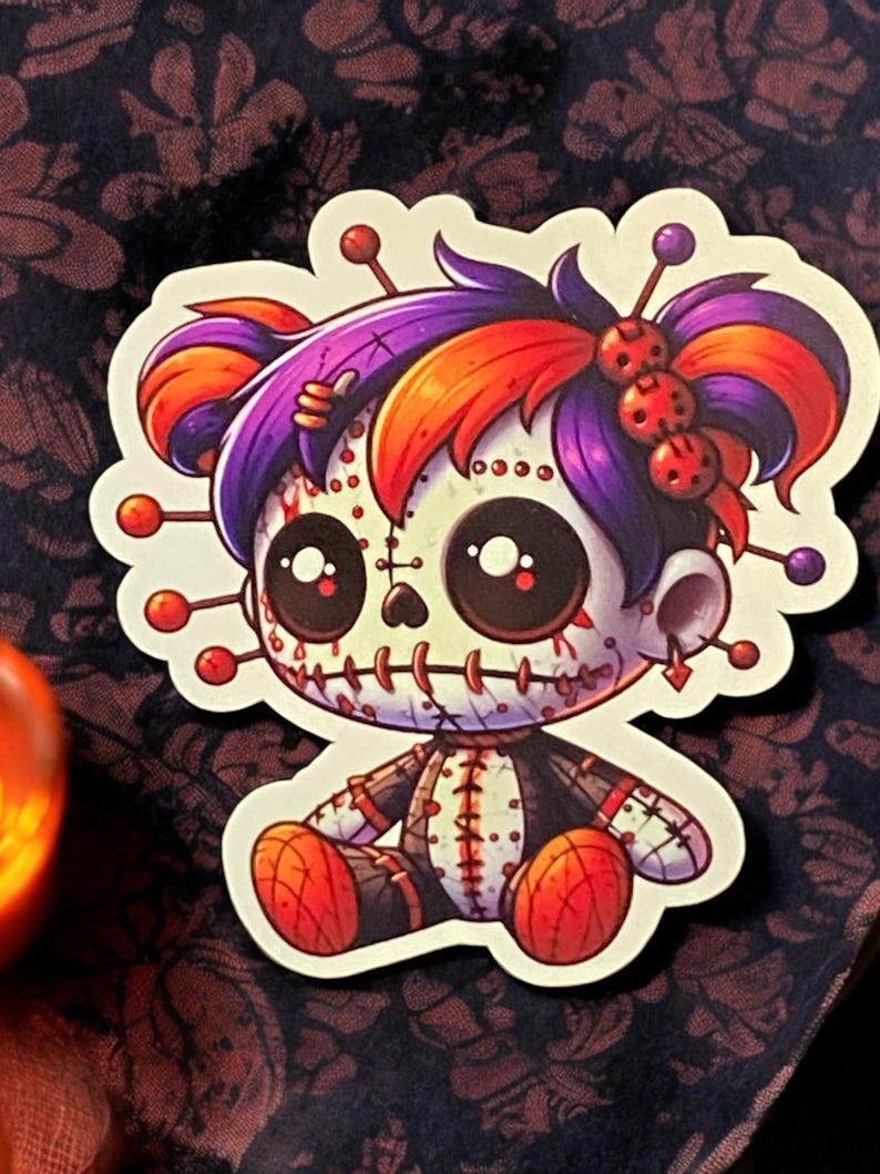Cute Voodoo Doll Sticker, Halloween Sticker - Etsy
