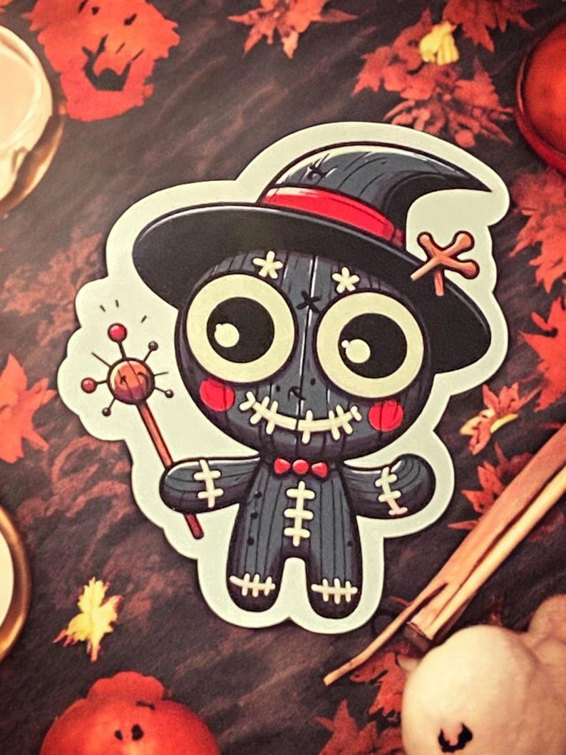 Cute Voodoo Doll Sticker, Halloween Sticker - Etsy