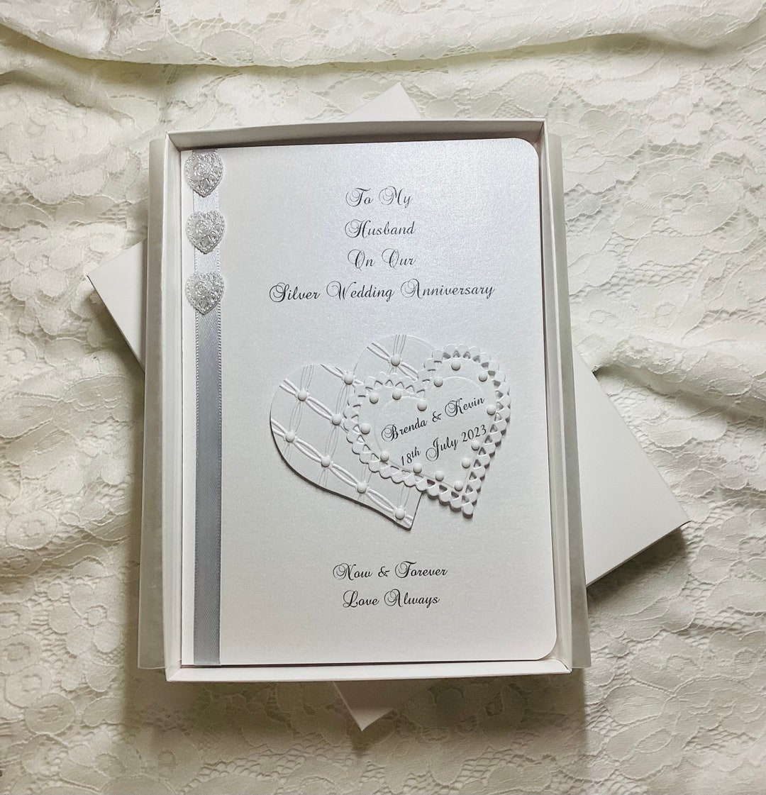 Luxury Personalised Silver Wedding Anniversary Card for My - Etsy UK