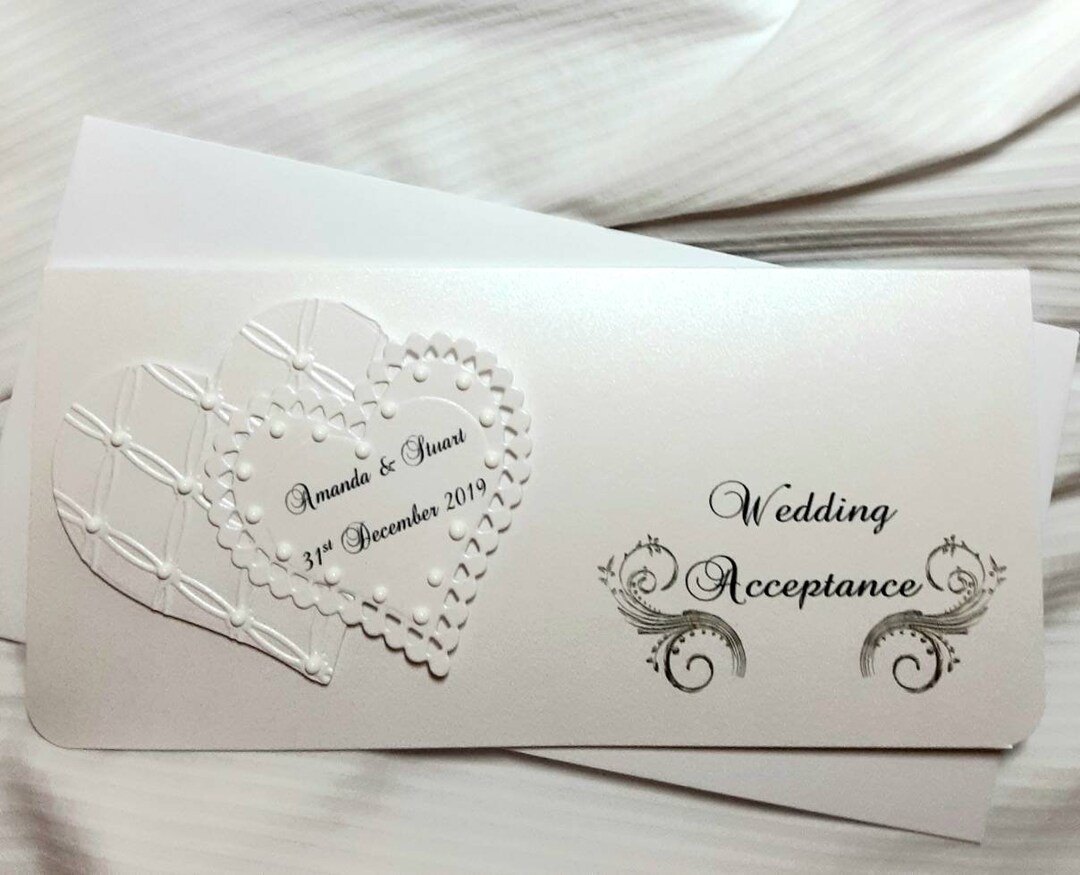 Personalised Wedding Acceptance Card White - Etsy UK