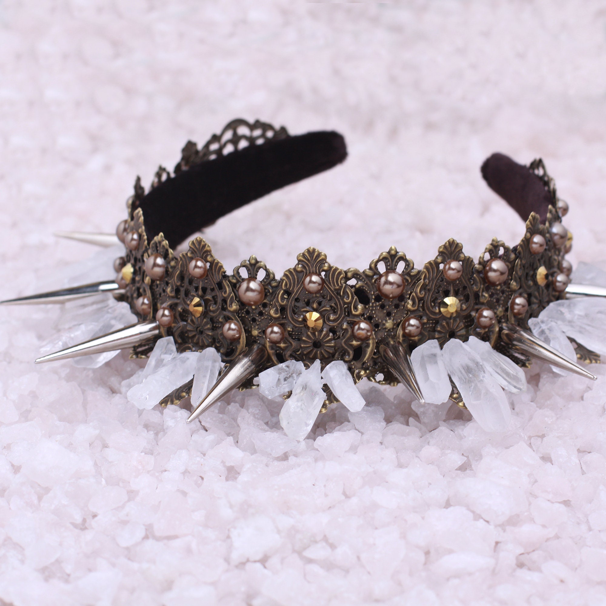 Spiked Tiara Quartz Tiara Spiked Quarts Crown Spiked Crown | Etsy