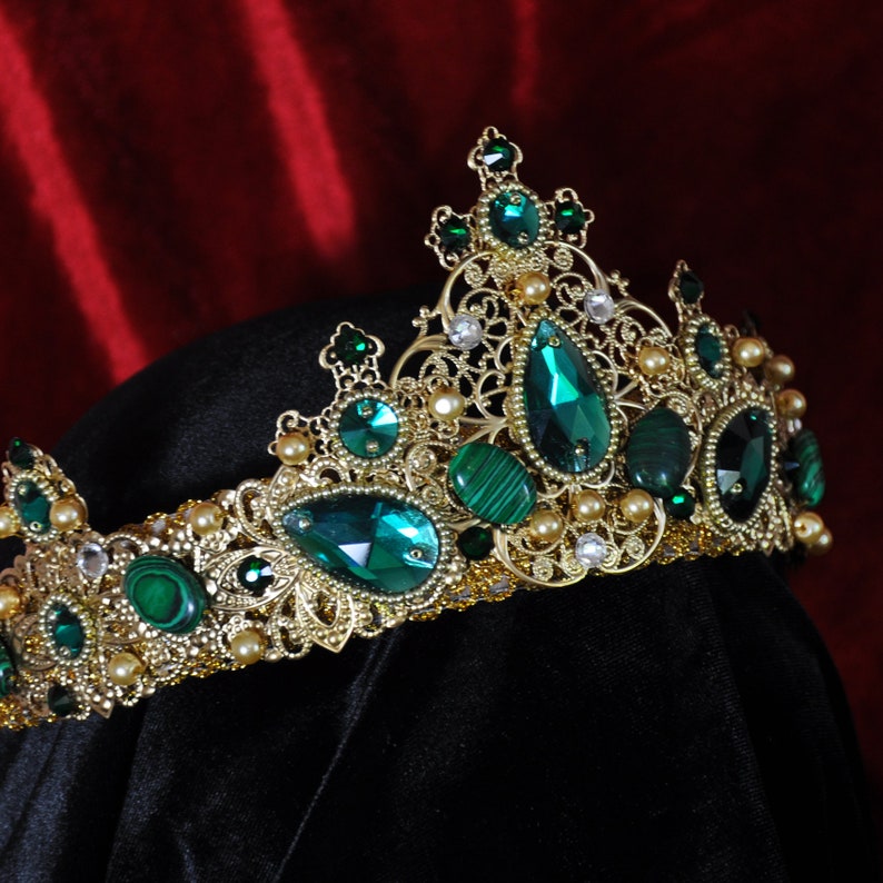 Emerald Baroque Crown Gold Crown Baroque Tiara Crown Etsy