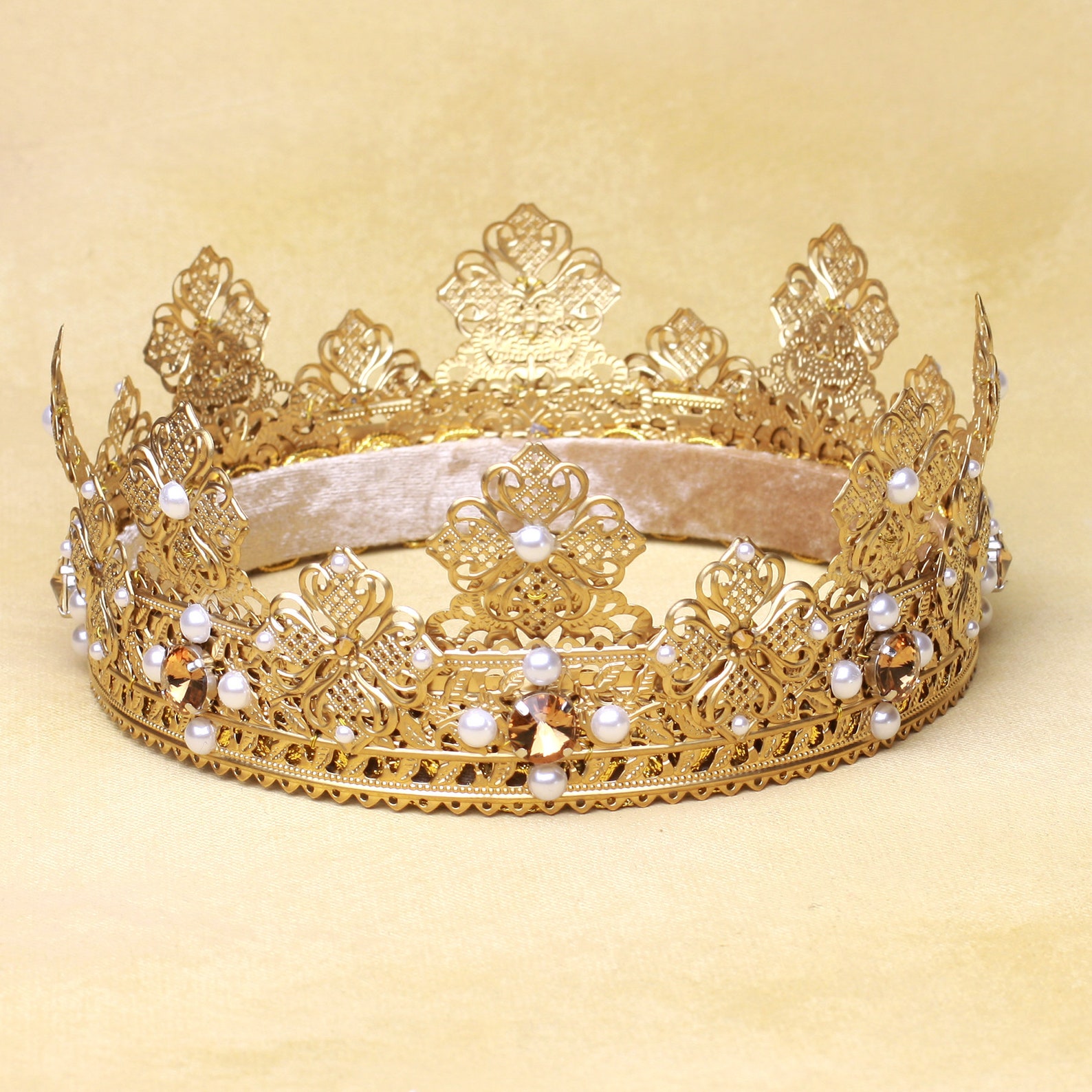 Medieval Crown Crown Gold Pearls Crown metal crown King | Etsy