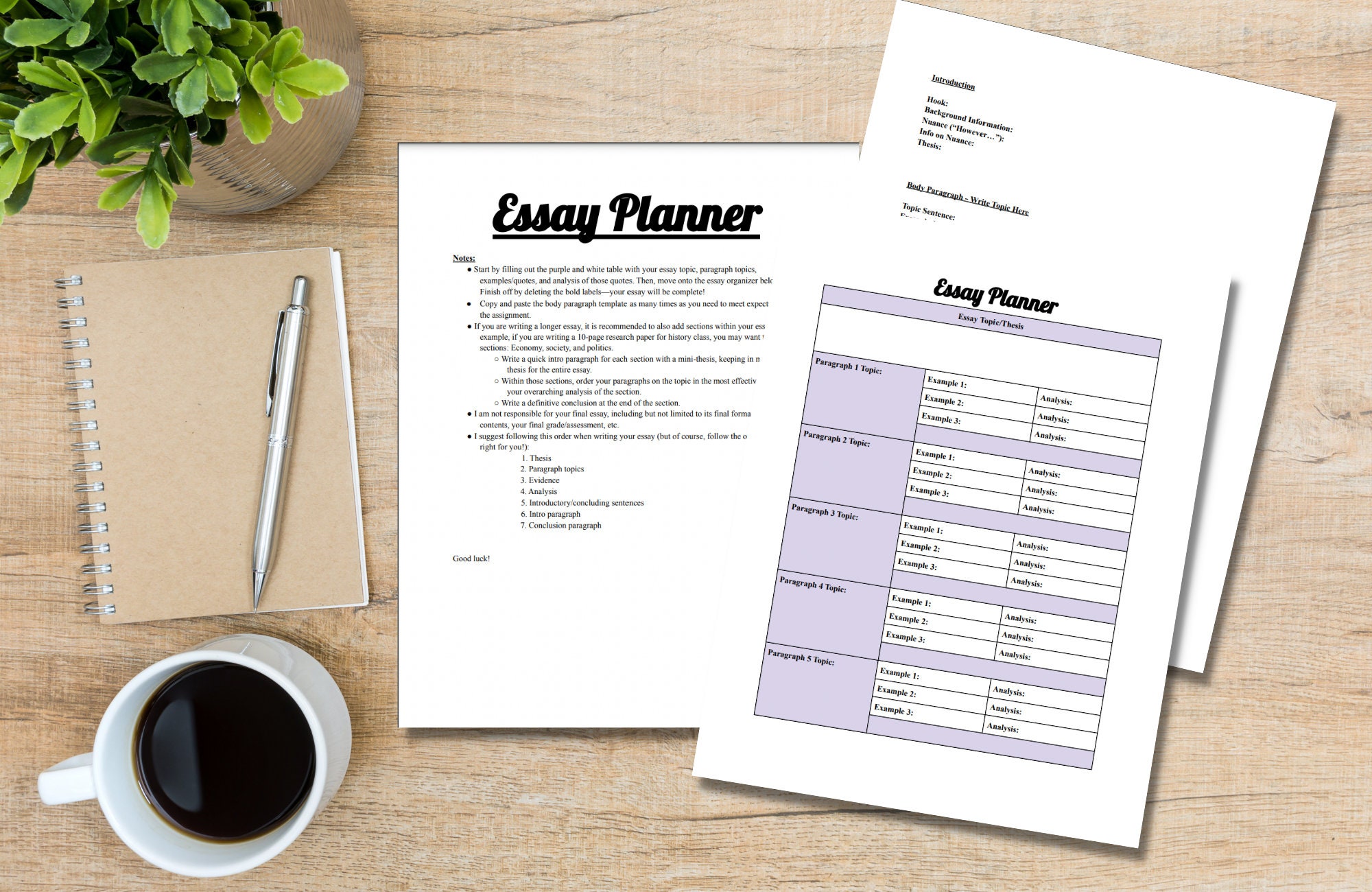 ESSAY PLANNER Made by a Teacher - College and High School - Academic ...