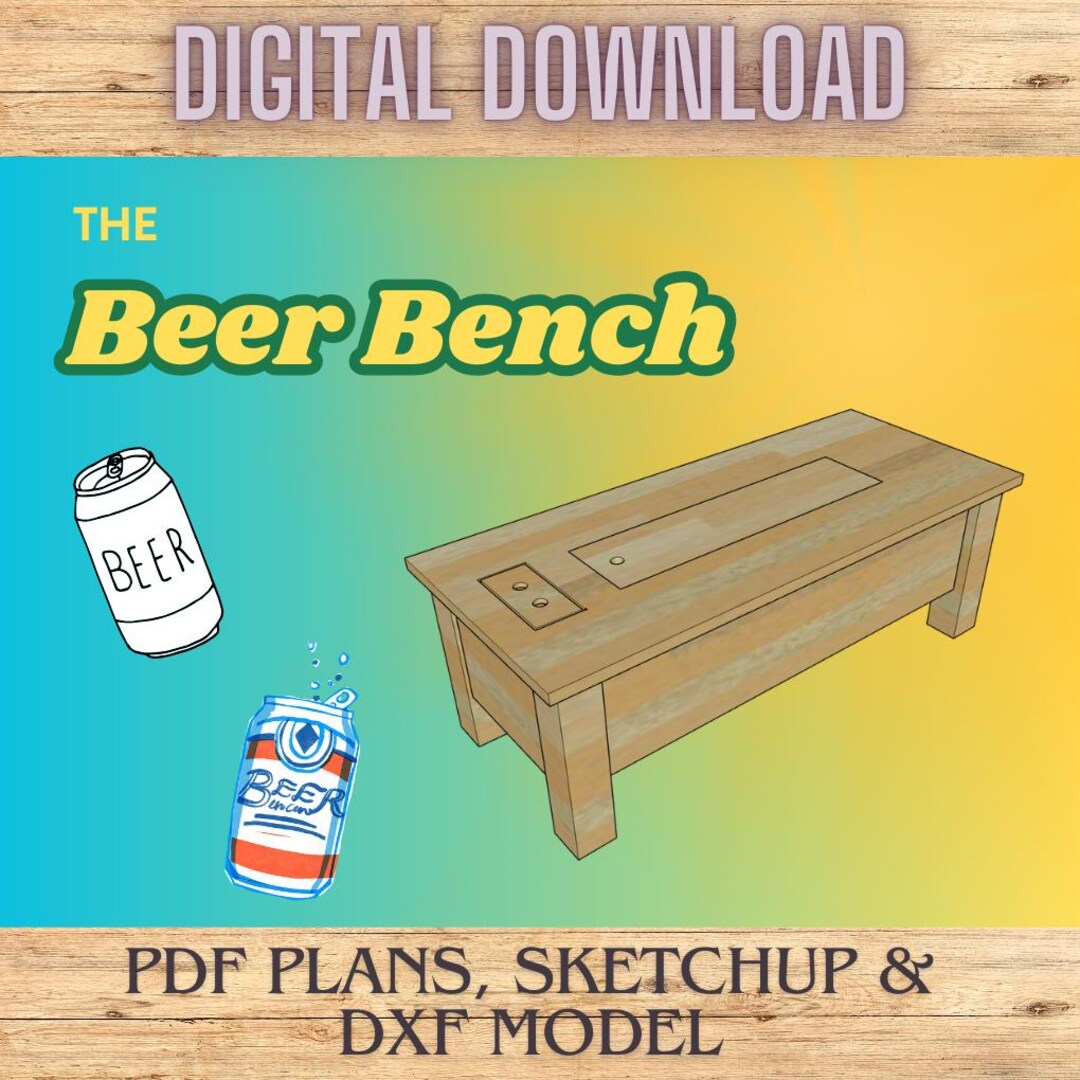 Beer Bench Plans - Drawings - Blue Print - Perfect for the Porch or ...
