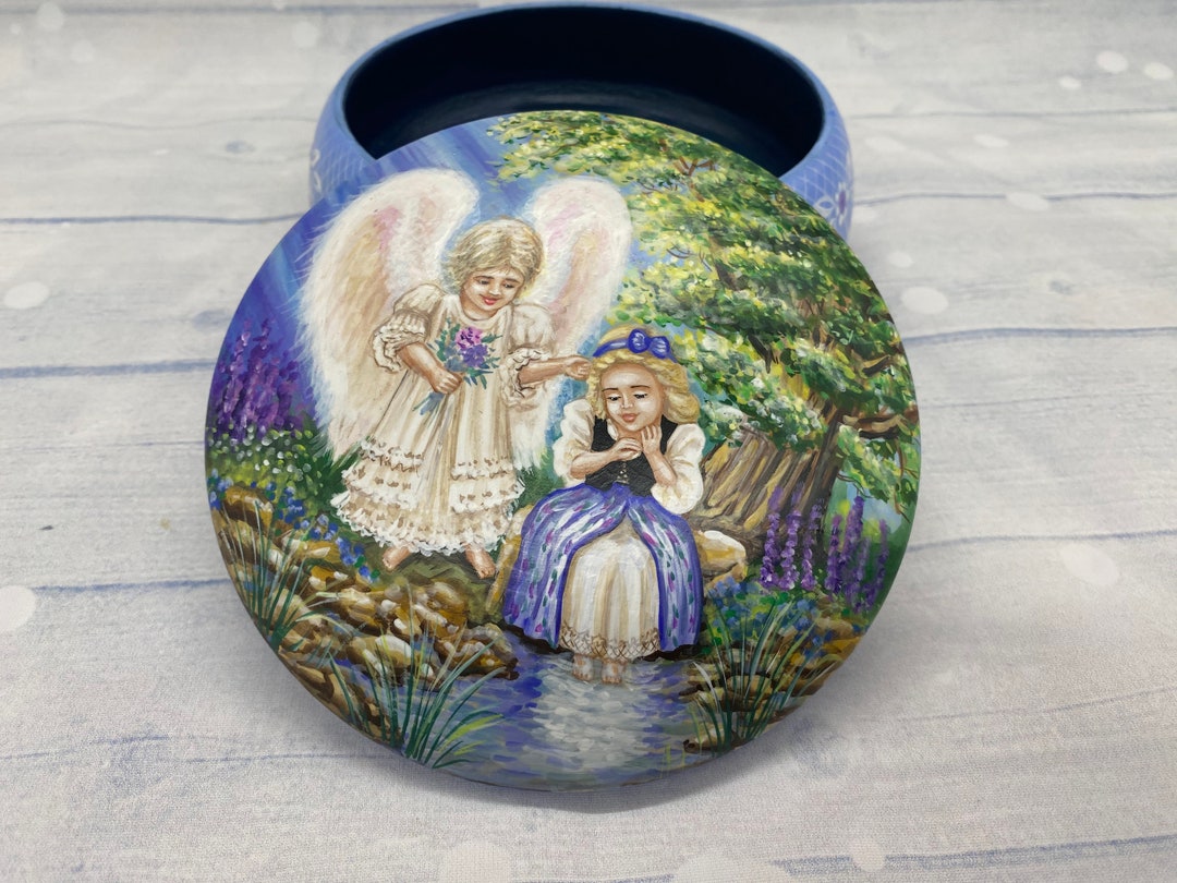 Masterpiece Wood Angel Jewelry Box 5.5" Hand Painted Handmade Box - Etsy
