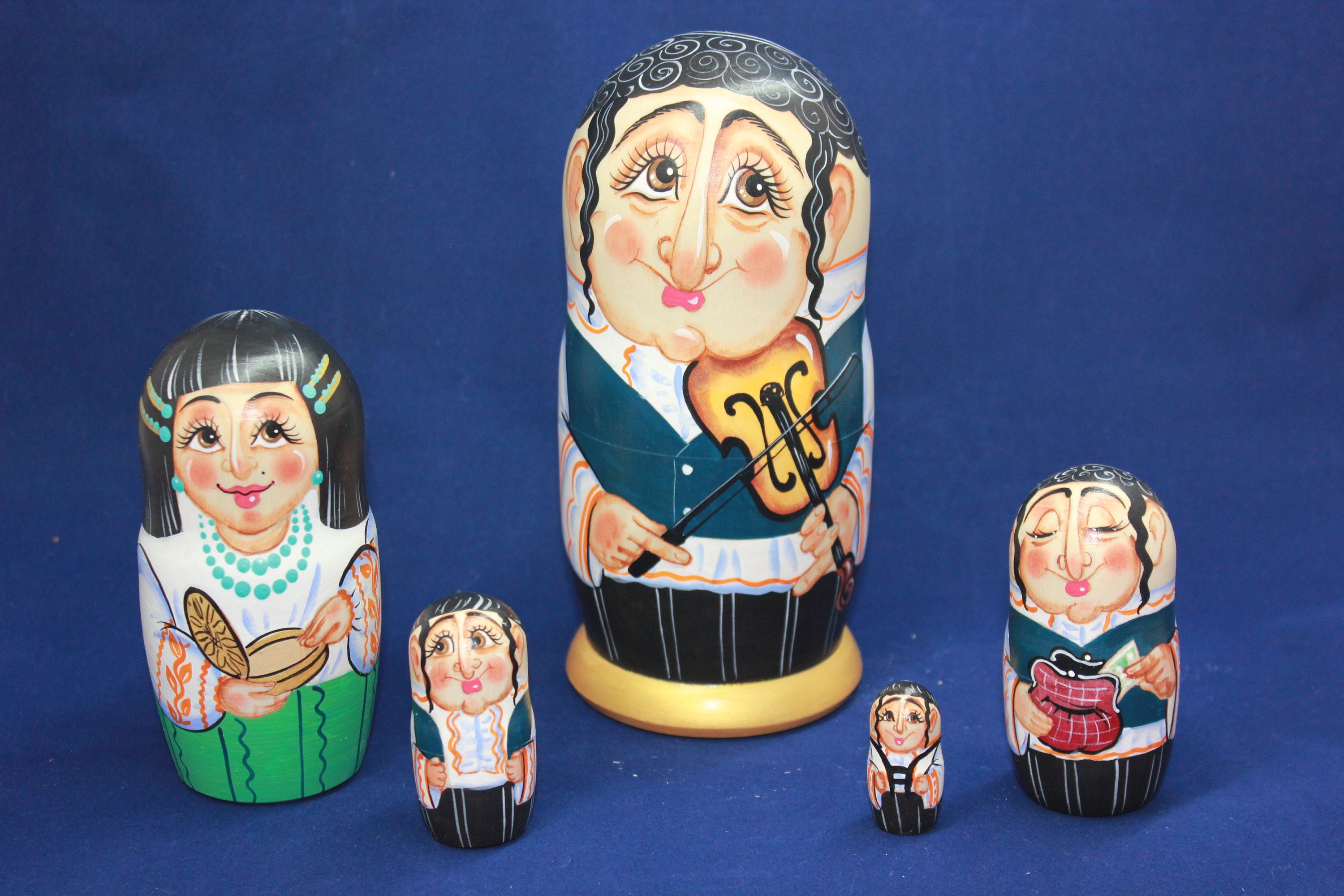 Jewish Family Nesting Doll 7 Hand Painted 5 Pieces - Etsy