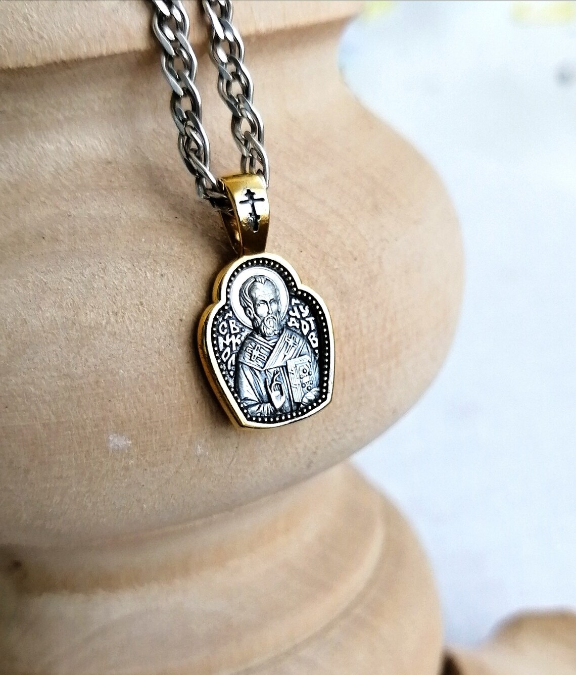 SAINT NICHOLAS Handmade Pendant Silver wiht Gilding Jewelry | Etsy