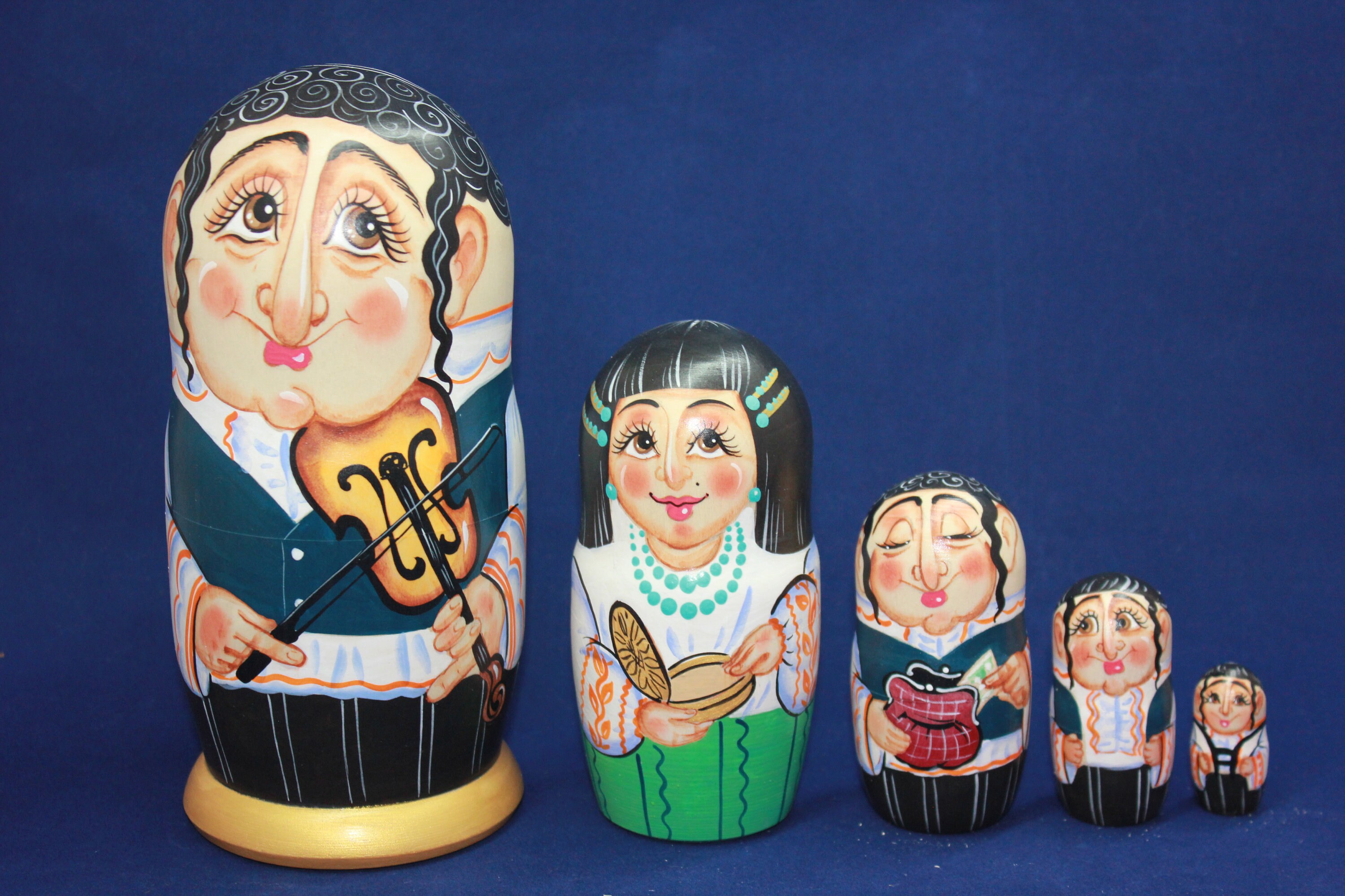 Jewish Family Nesting Doll 7 Hand Painted 5 Pieces - Etsy