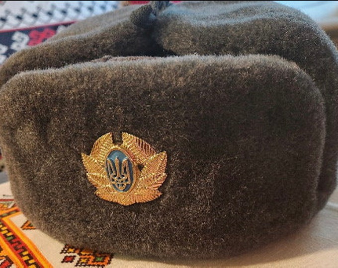 Original Rare Ukrainian Army Soldier Winter Faux Fur Hat Ushanka Hat ...