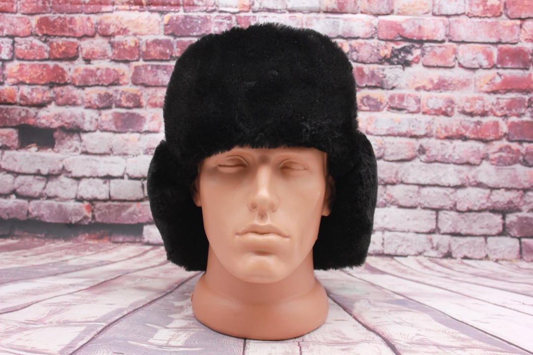 Original Hat Winter Faux Fur Ushanka Hat Natural 58 Size Black - Etsy
