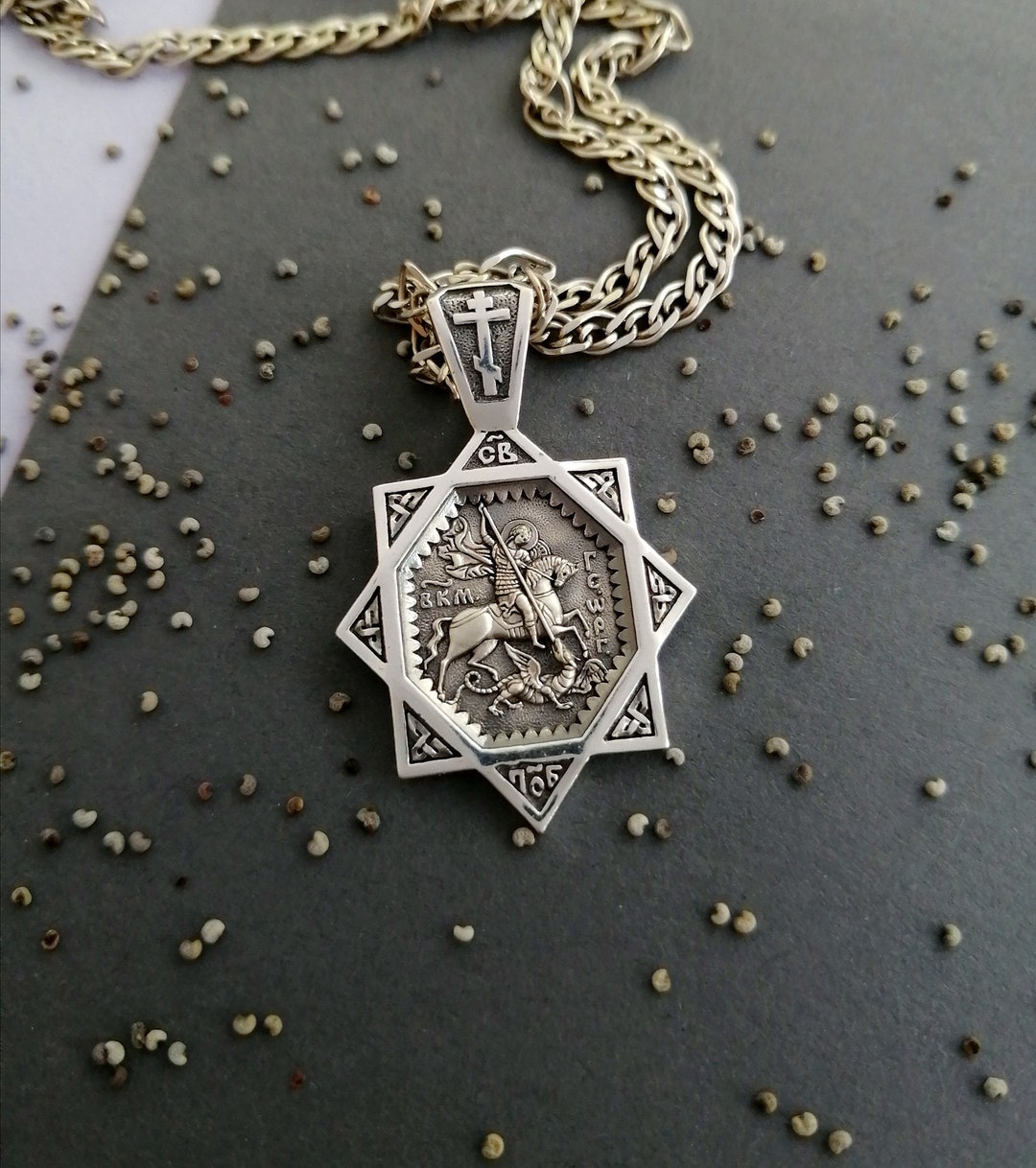 Silver Jewelry, St GEORGE THE VICTORIOUS Handmade Pendant - Etsy