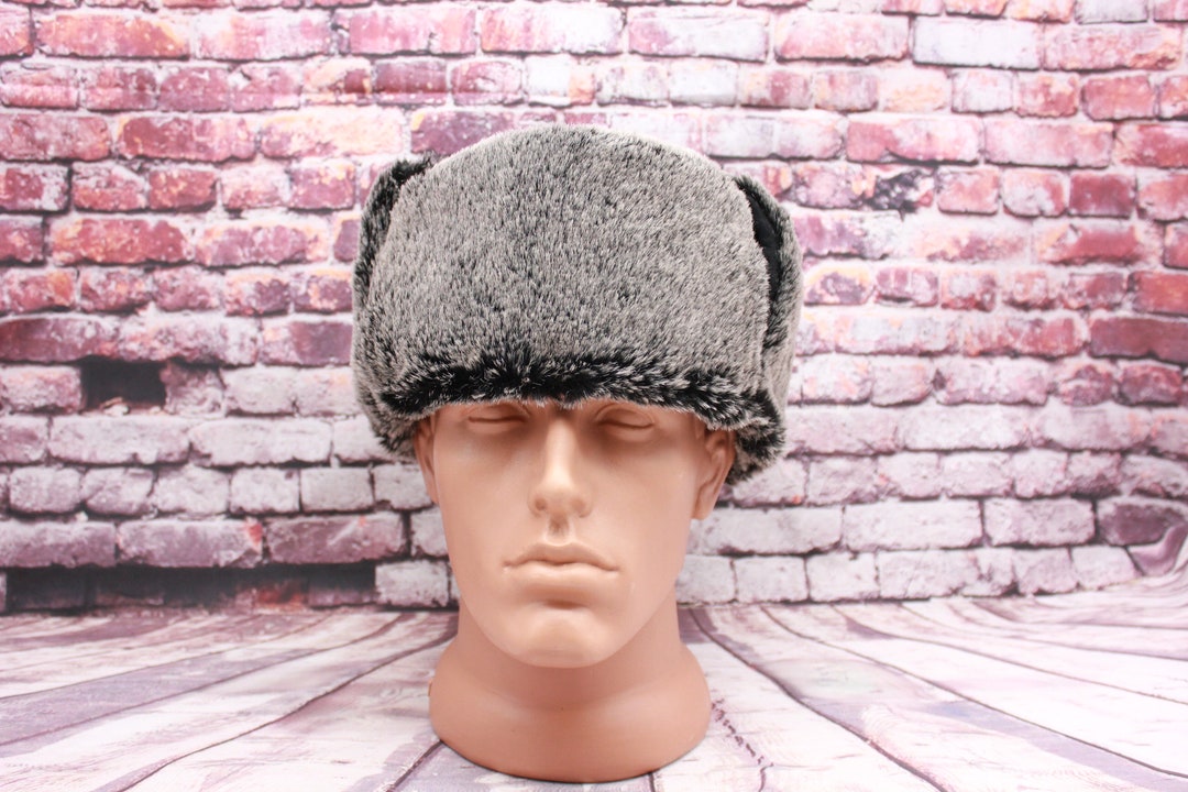 Original Hat Winter Faux Fur Ushanka Hat Natural 60 Size Silver - Etsy