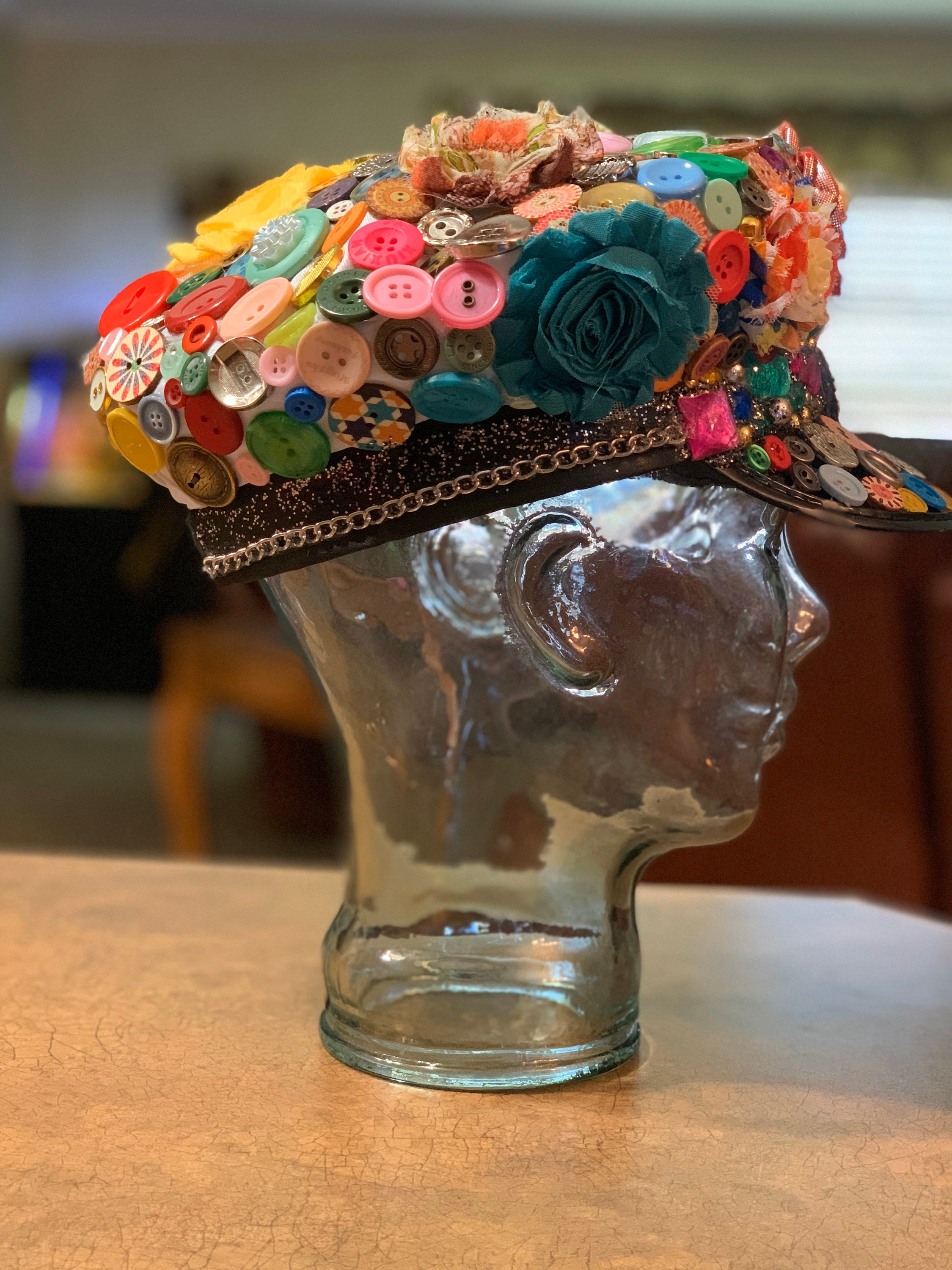 CAPTAIN BUTTONS Hat Great for Raves, Festivals, Burning Man, Parties ...