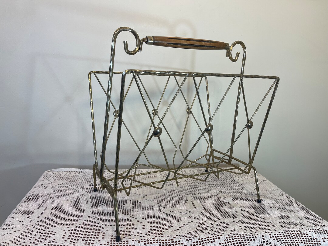 Vintage Wooden and Metal Magazine Holder Vintage Book - Etsy