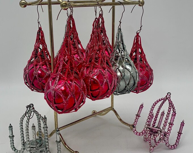 Vintage Bradford Teardrop Ball in Cage Christmas Plastic Ornaments ...