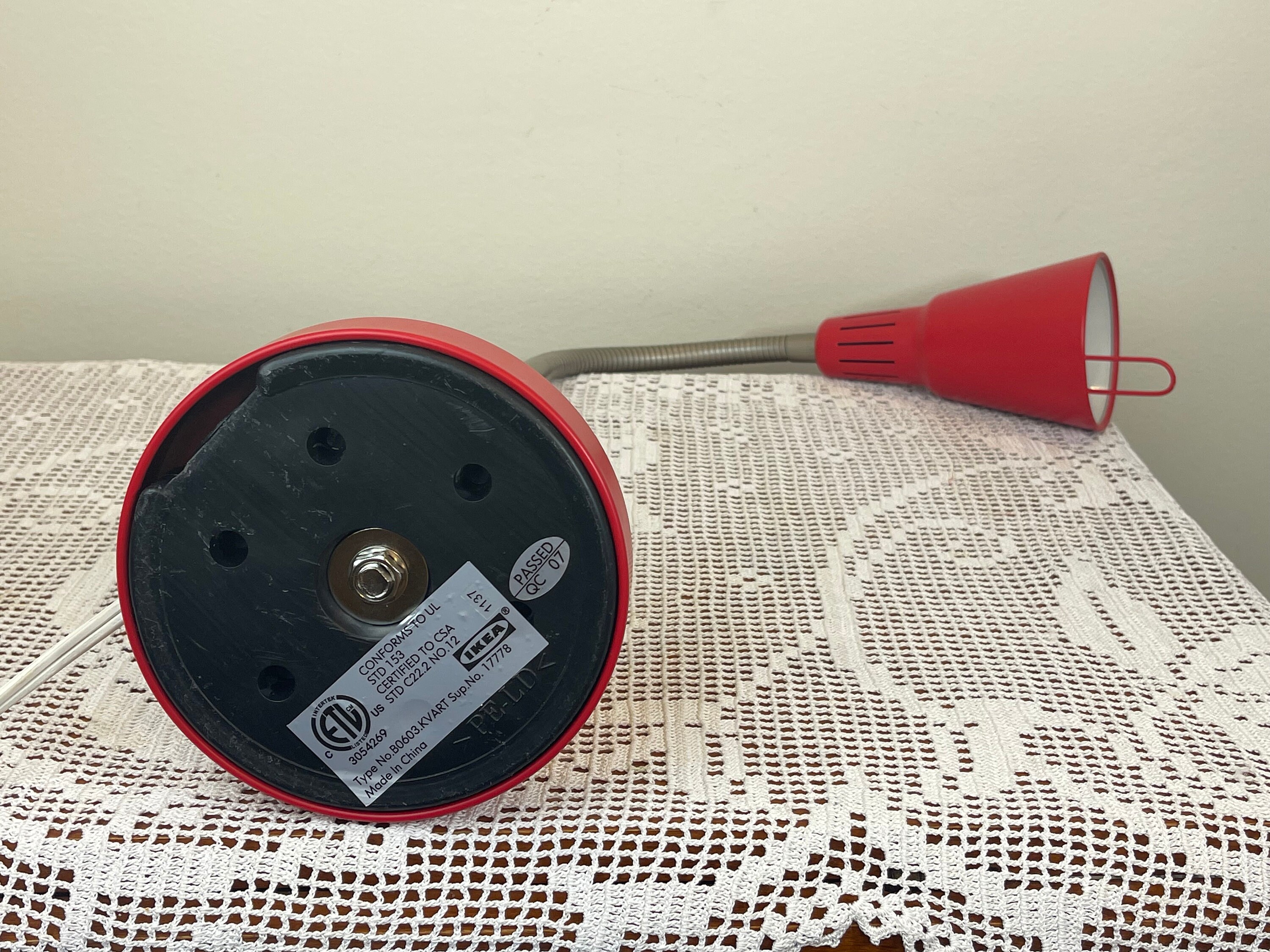 Ikea KVART Red Goose Neck B1022 Bendy Bedside Table Lamp With - Etsy