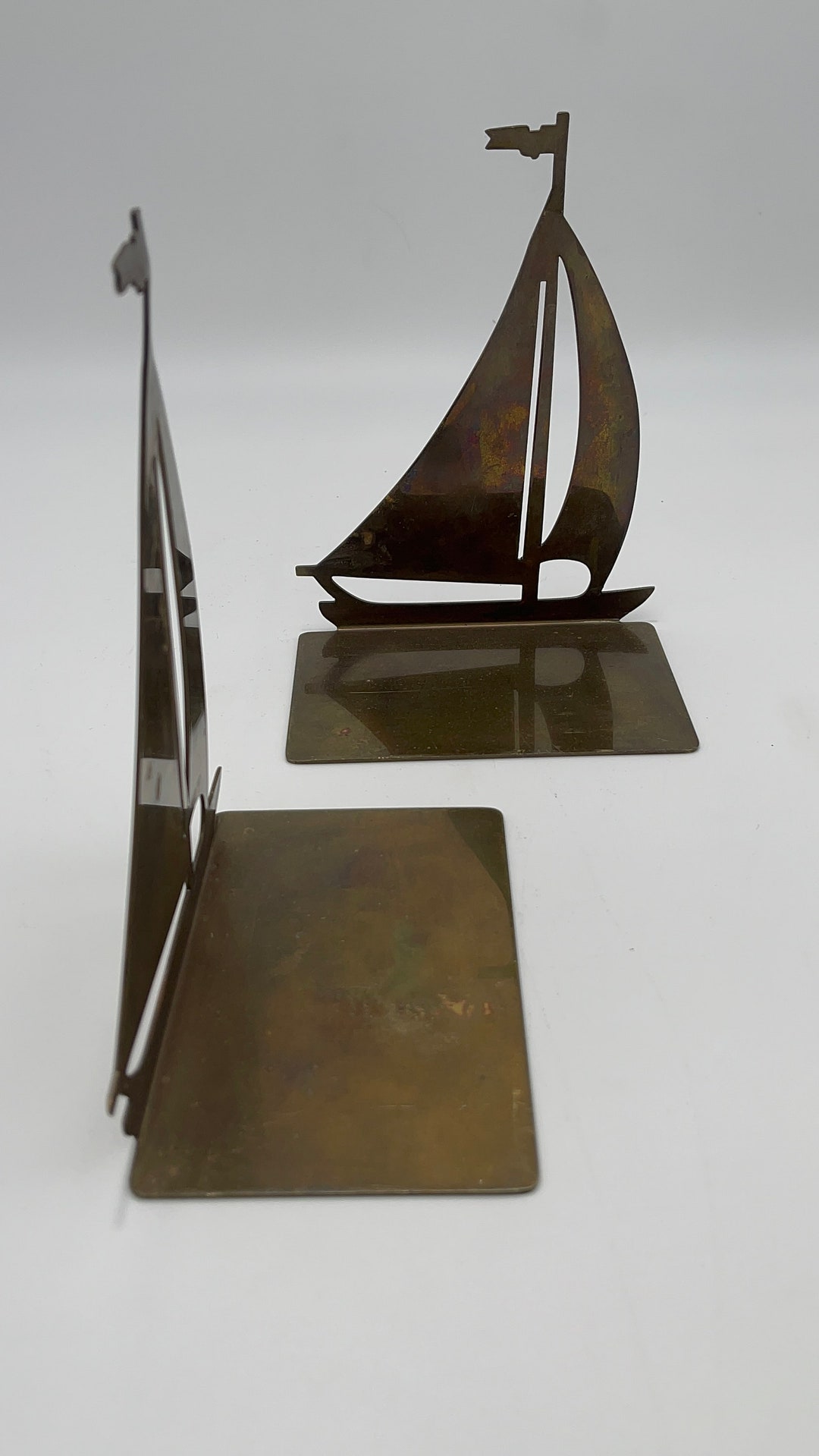 Vintage Brass Sailboat Bookends I Vintage Book Holder I Sail Boat ...