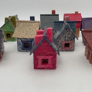 Vintage Wooden and Paper Macher Christmas Village Homes | Putz Village ...