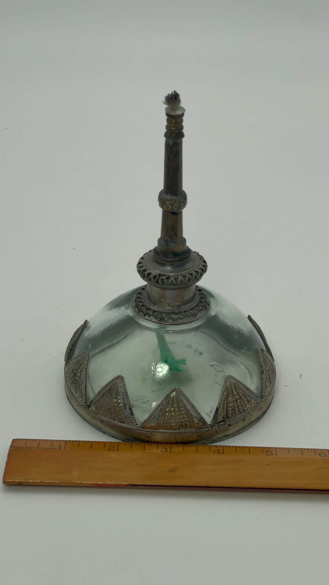 Vintage Embossed Glass Oil Lamp Berbere Lamp Small Glass Oil Lampshade ...