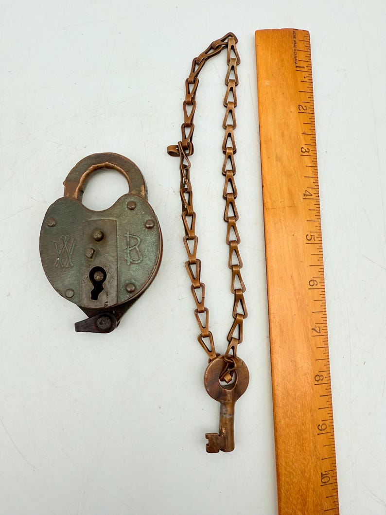 Vintage Wilson Bohannan Heart Shaped Railroad Padlock, Brass WB Stamped ...