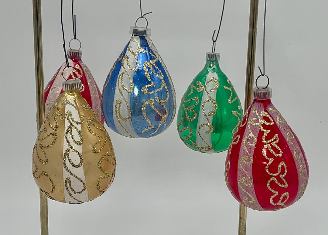 5x Colourful Oval Christmas Tree Glass Ornaments || Oval Ornaments ...