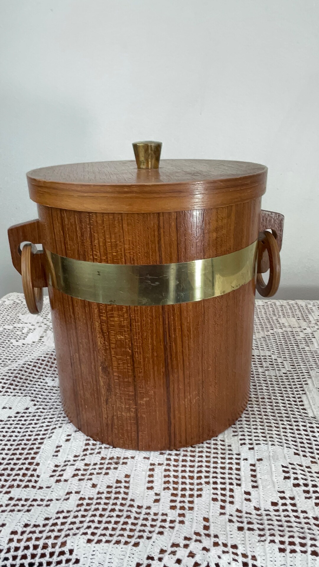 Vintage Teak and Gold Tone With Teak Handles Ice Bucket | MCM Ice ...