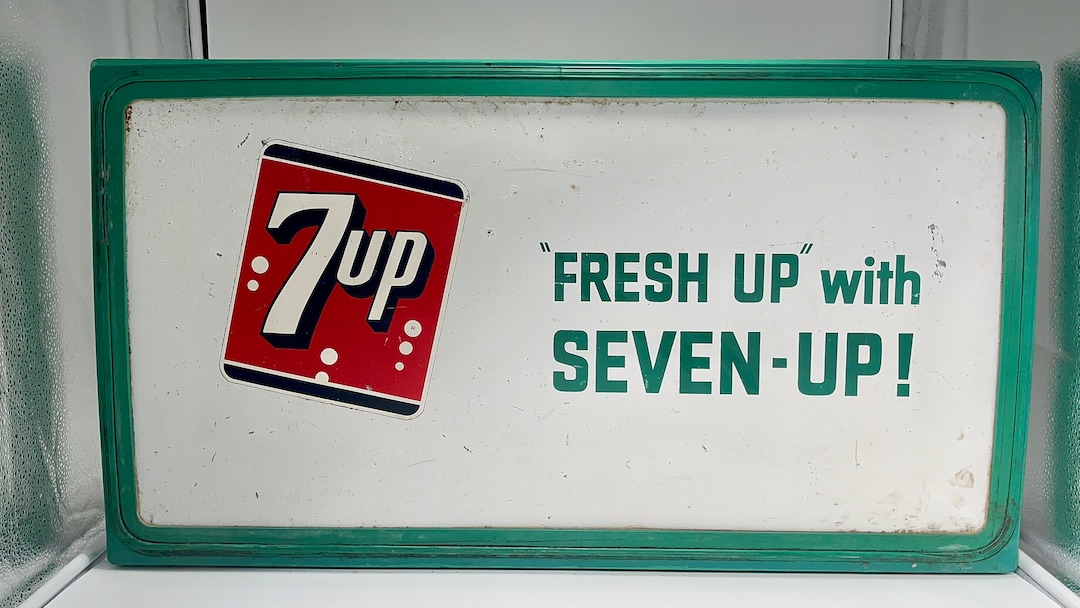 FRESH up With SEVEN-UP Metal Tin Embossed Advertising Sign | Vintage ...