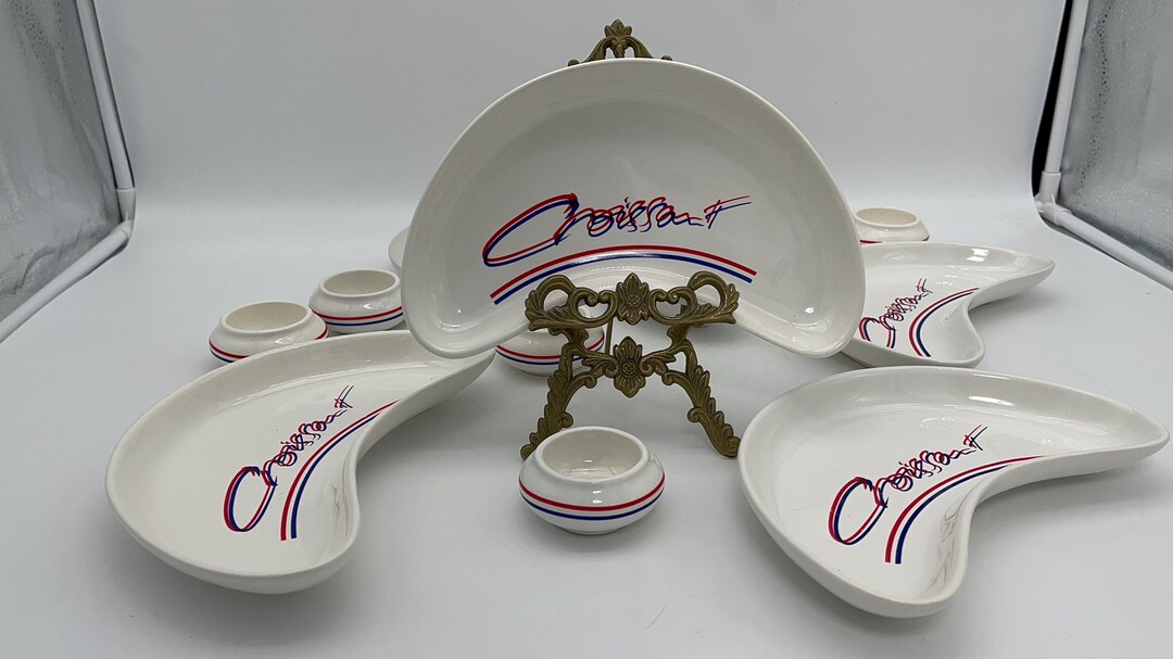 Set of 1980s OBO Japan Ceramic Croissant Plates Set French Flag Colors ...