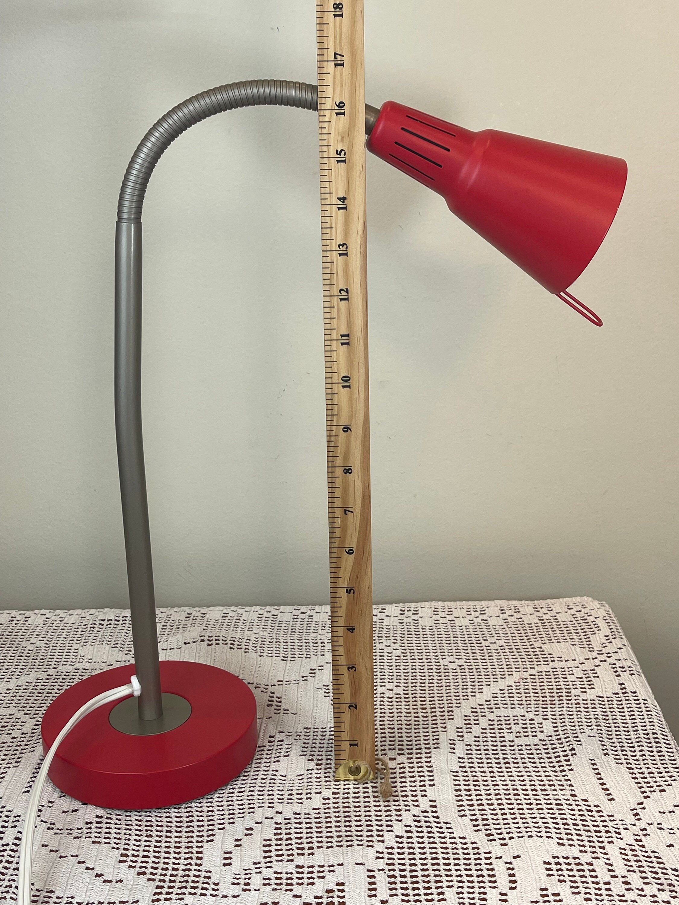 Ikea KVART Red Goose Neck B1022 Bendy Bedside Table Lamp With - Etsy