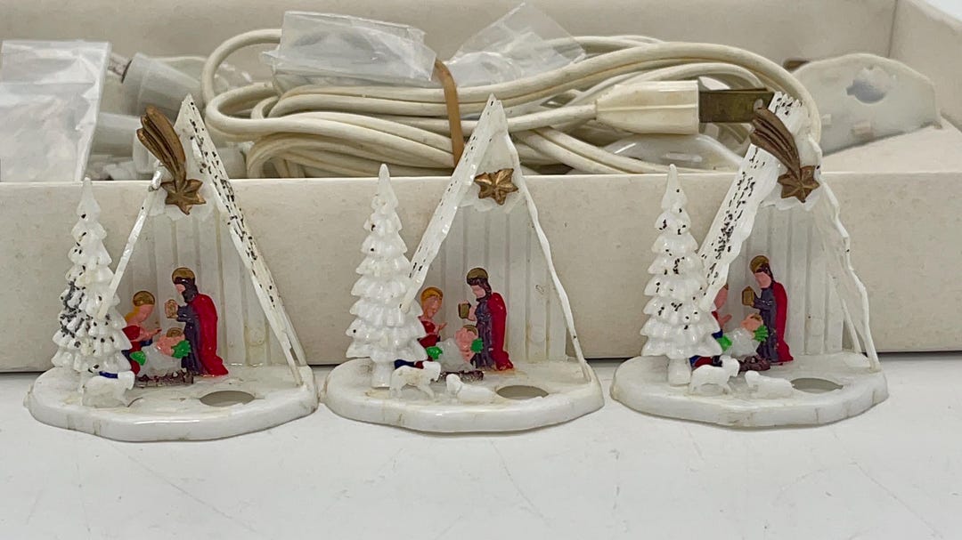 Set of Vintage Miniature Nativity Scenes With Area for Lights Universal ...