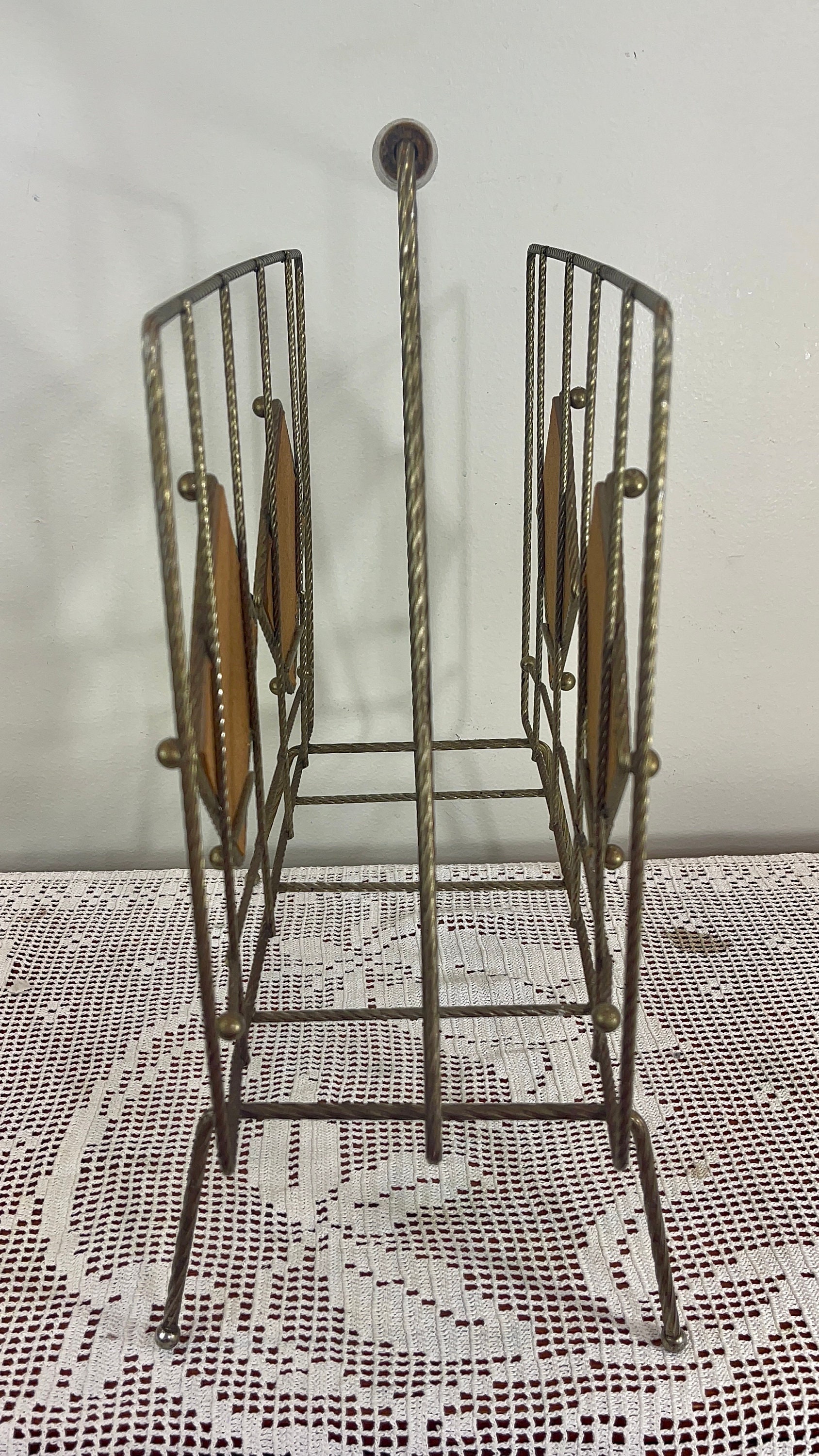 Vintage Wooden and Metal Magazine Holder Vintage Book Holder Vintage ...