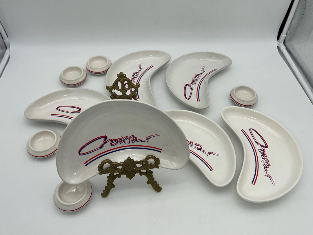 Set of 1980s OBO Japan Ceramic Croissant Plates Set French Flag Colors ...