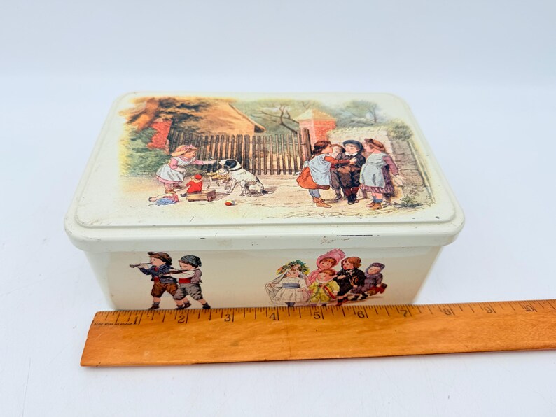 Vintage Massilly Biscuit Tin, Victorian Children Scene, Collectable ...