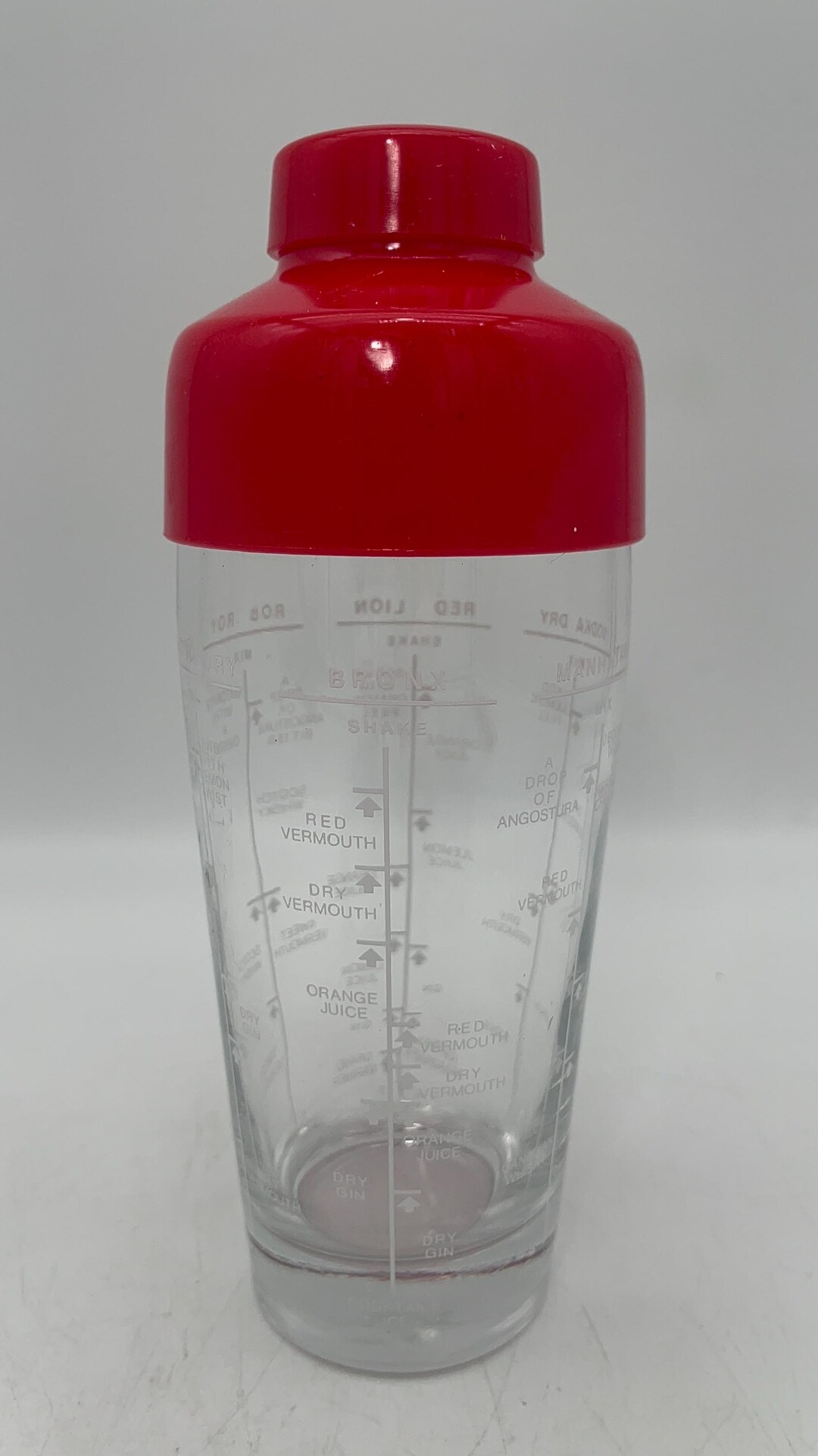 Vintage Cocktail Shaker With Recipes, Red Top Glass Barware - Etsy