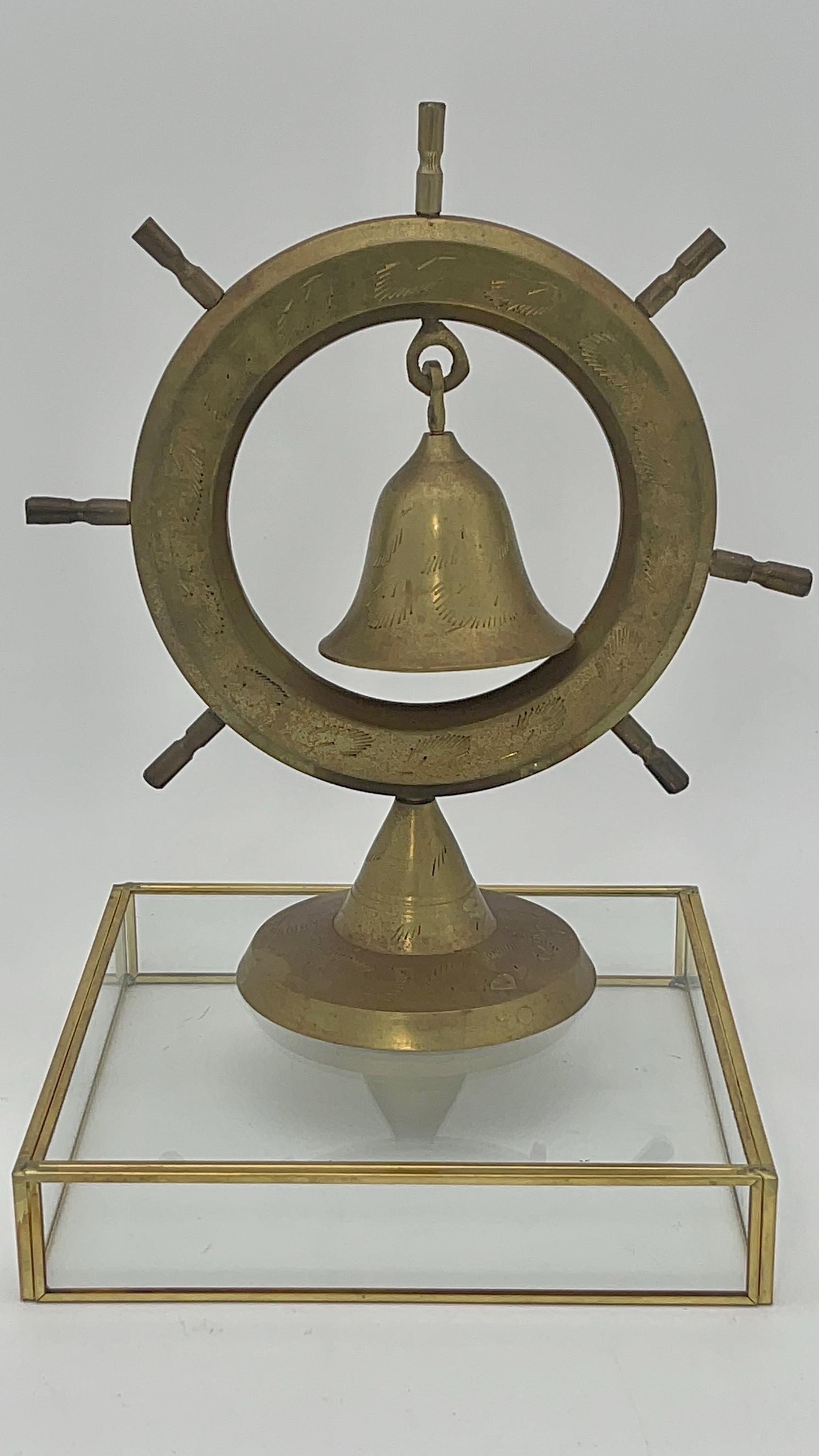 Vintage Brass Nautical Ship Boat Sailor Wheel Bell || Brass Table Bell ...