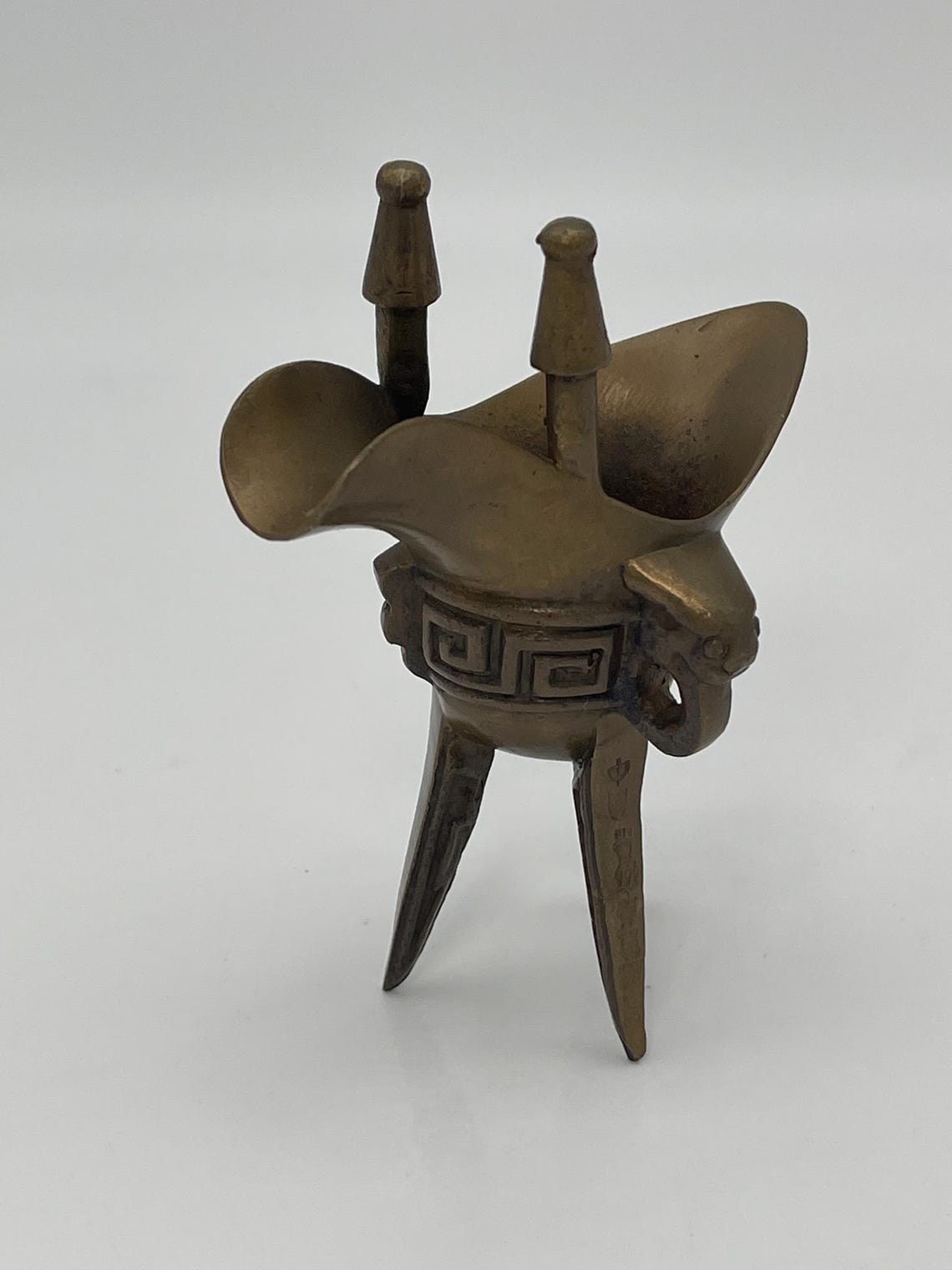 Vintage Chinese Bronze Jue Cup | Ritual Wine Vessel Tripod - Etsy