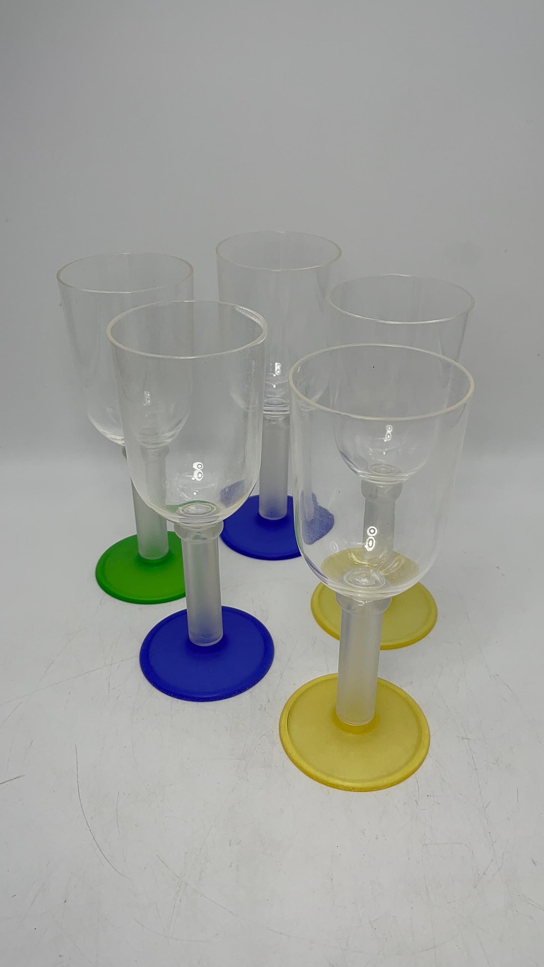 Vintage Acrylic Wine Glasses With Colorful Bases, Set of 5, Retro ...