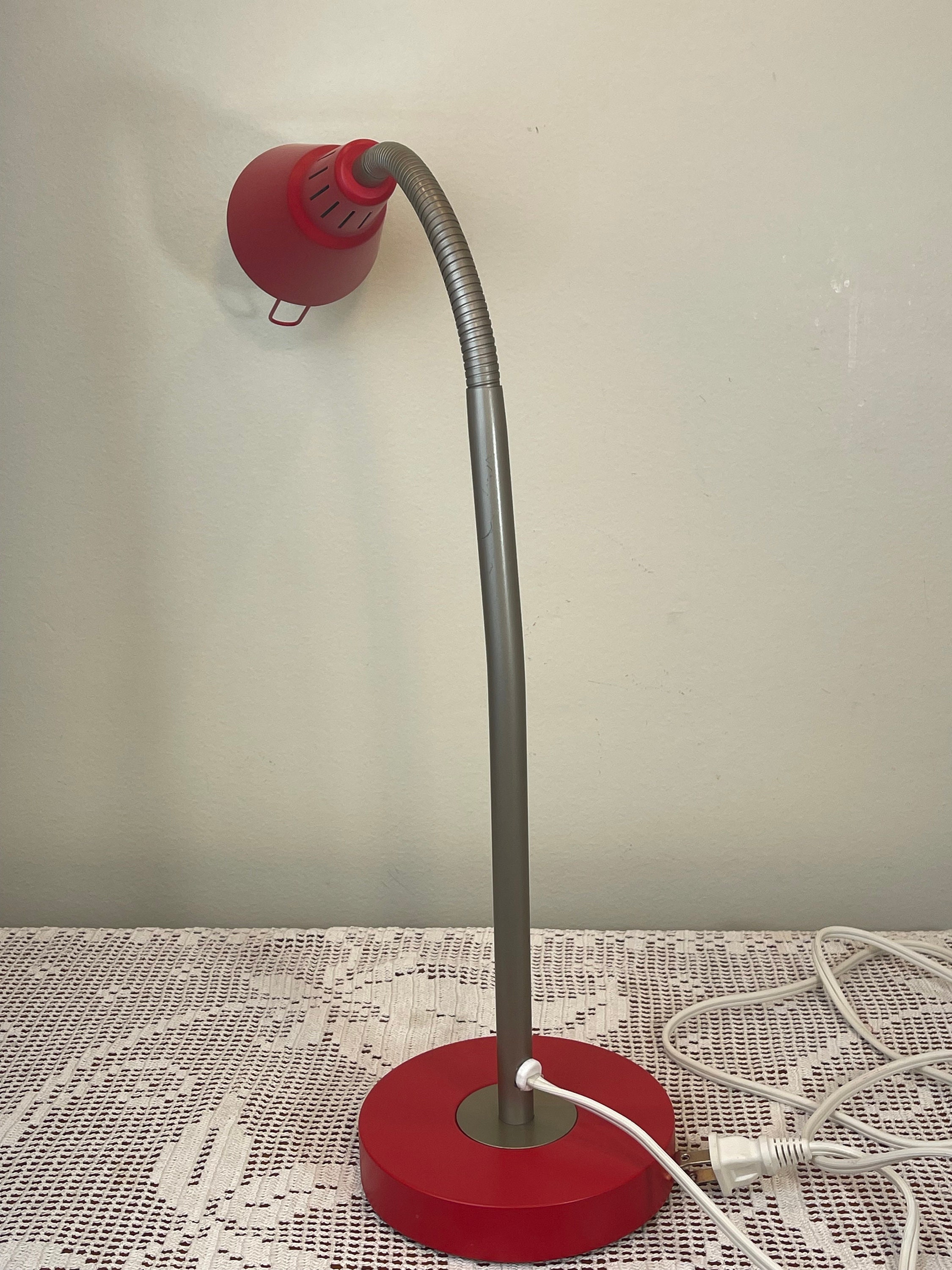 Ikea KVART Red Goose Neck B1022 Bendy Bedside Table Lamp With - Etsy
