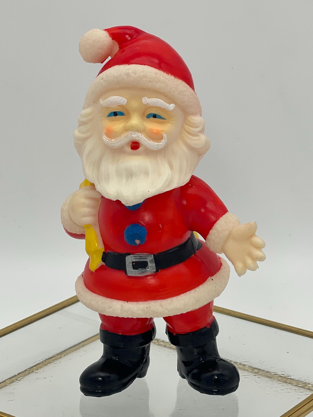 Vintage Squishy Santa Claus Figure Holding Gift Bag|| Vintage Tabletop ...