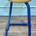 Vintage PAPERCLIP Round Wood Seat and Dark Blue Steel Metal Base ...