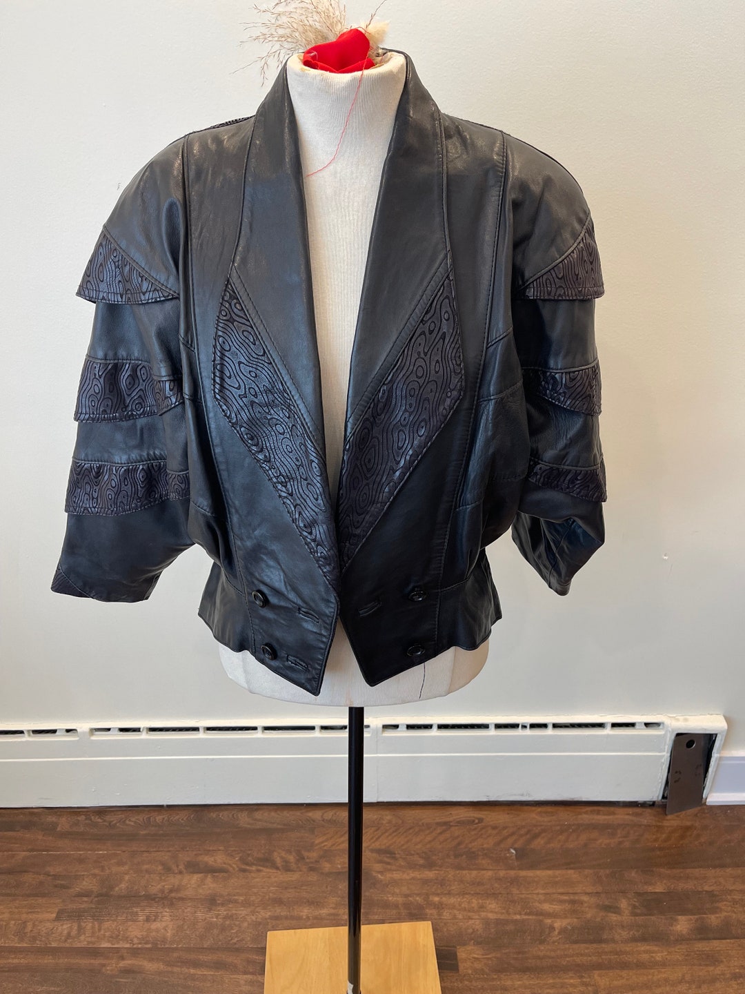 Vintage Leather Jacket Womans Leather Coat Leather Blazer Black Leather ...