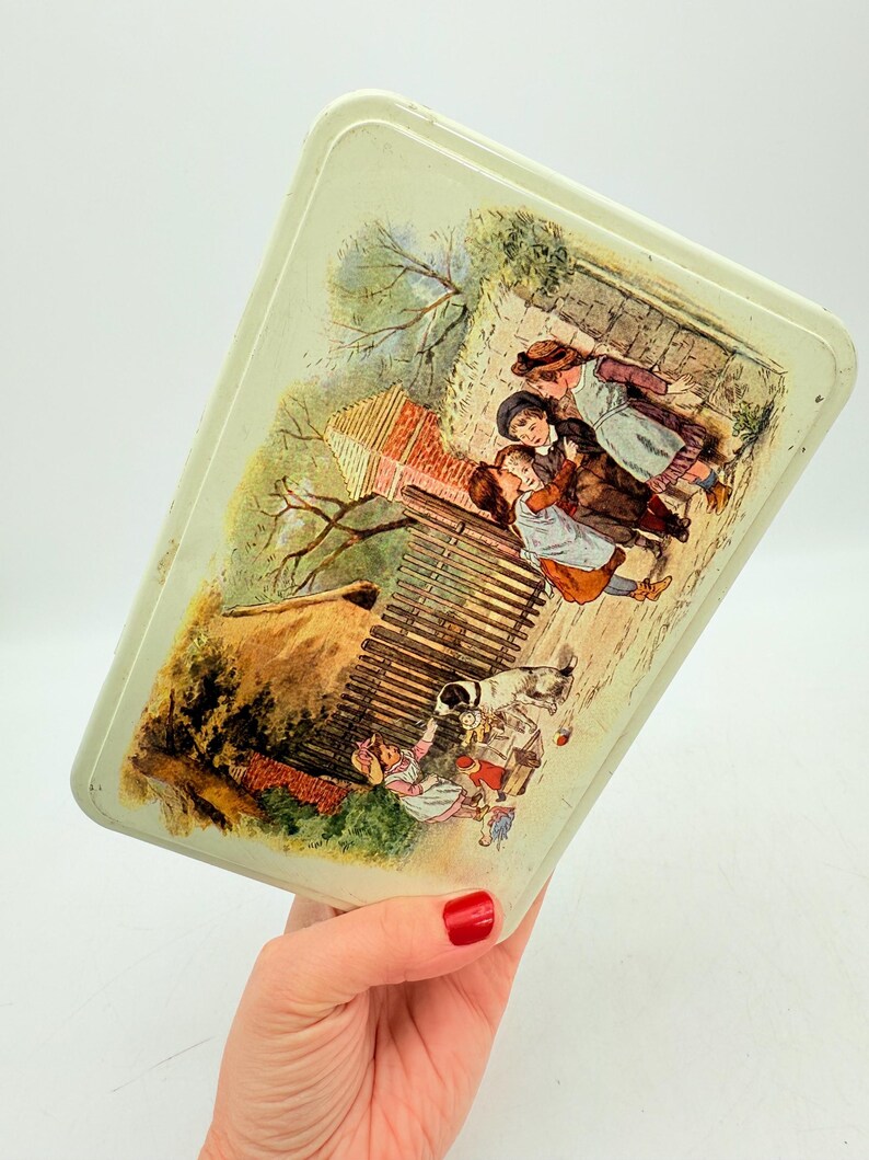 Vintage Massilly Biscuit Tin, Victorian Children Scene, Collectable ...