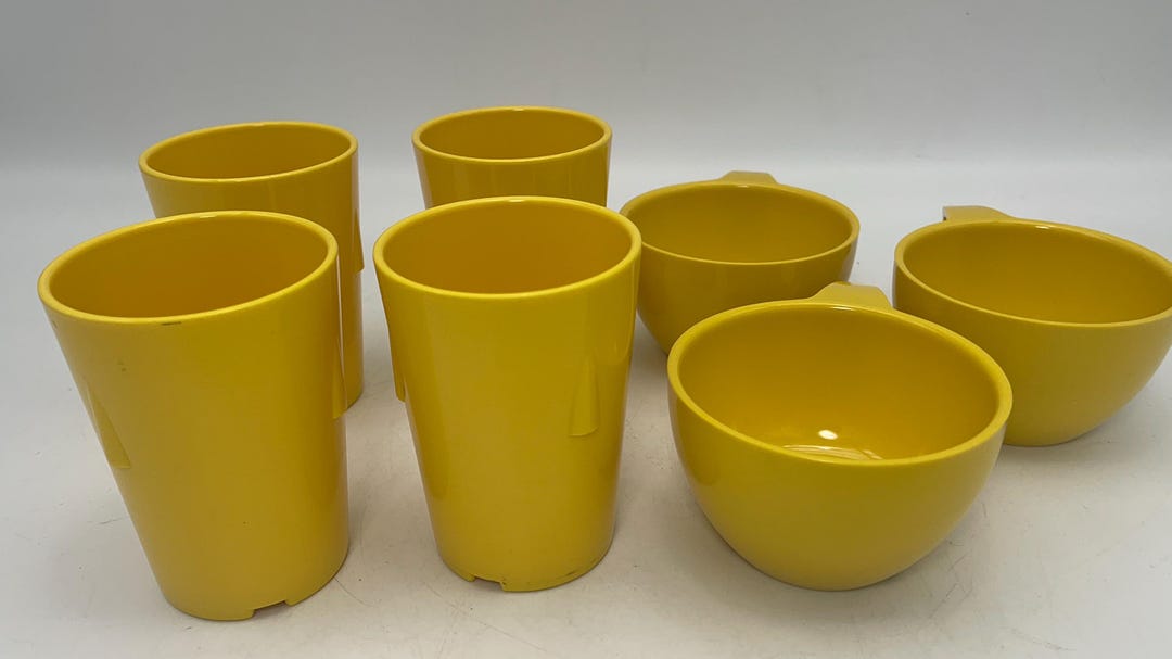 Set of 7- Vintage MELMAC Yellow Melamine Coffee Mugs and Cups | Tea ...